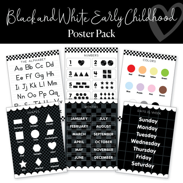Black and White | Early Childhood Poster Pack – Schoolgirl Style