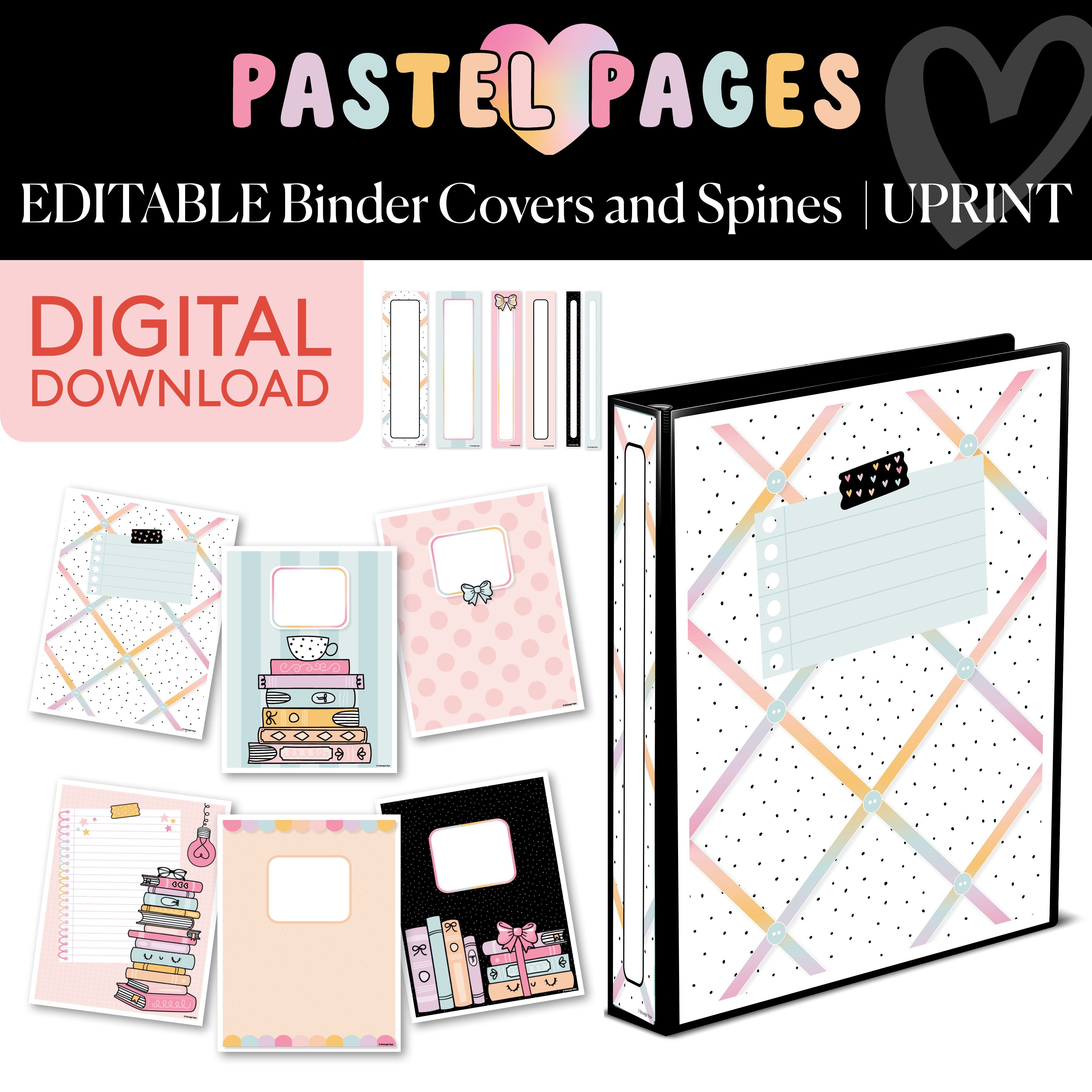 Printable Boho Pastel Editable Binder Covers and Spines | Pastel Pages ...