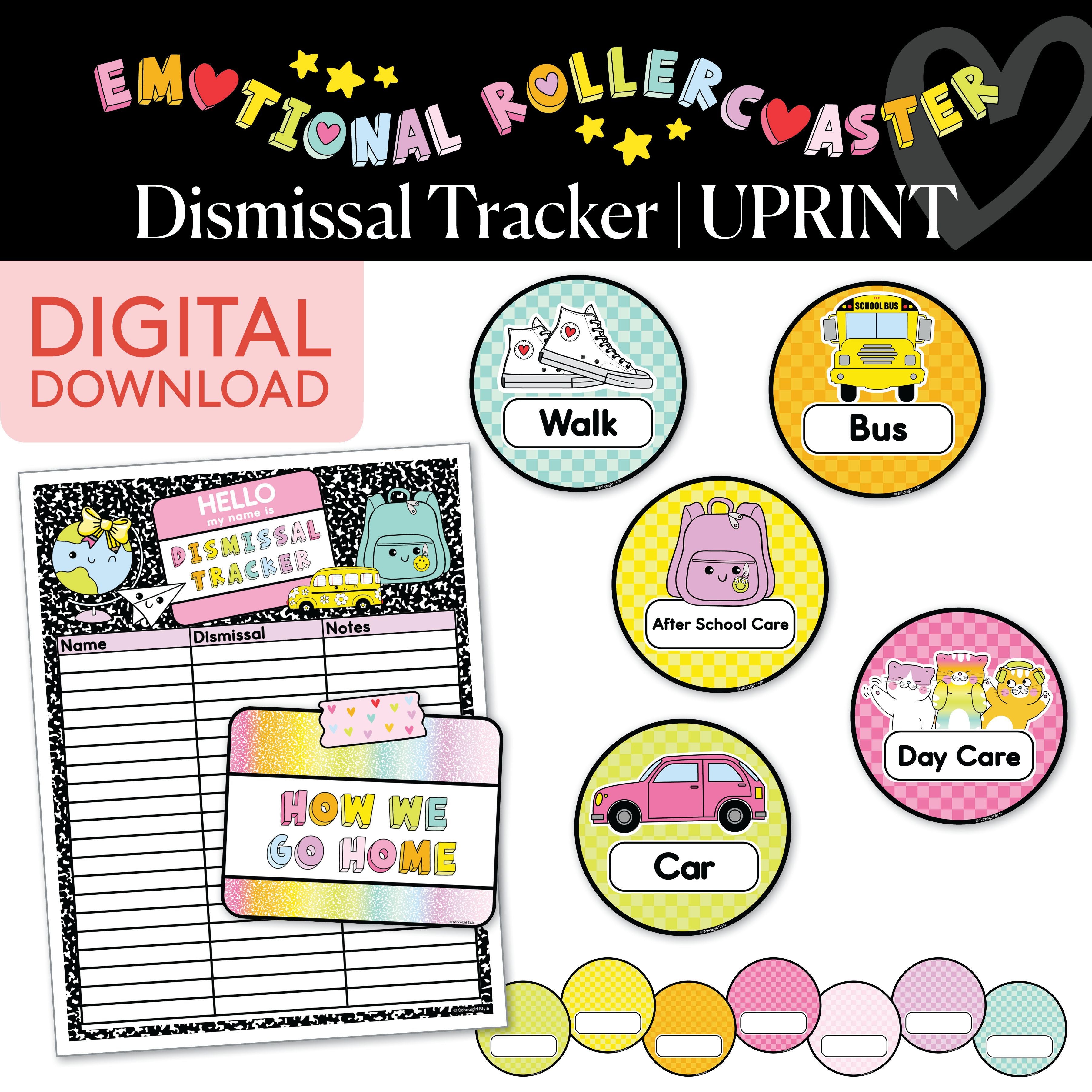 Printable Rainbow Pastel Dismissal Tracker | Emotional Rollercoaster ...