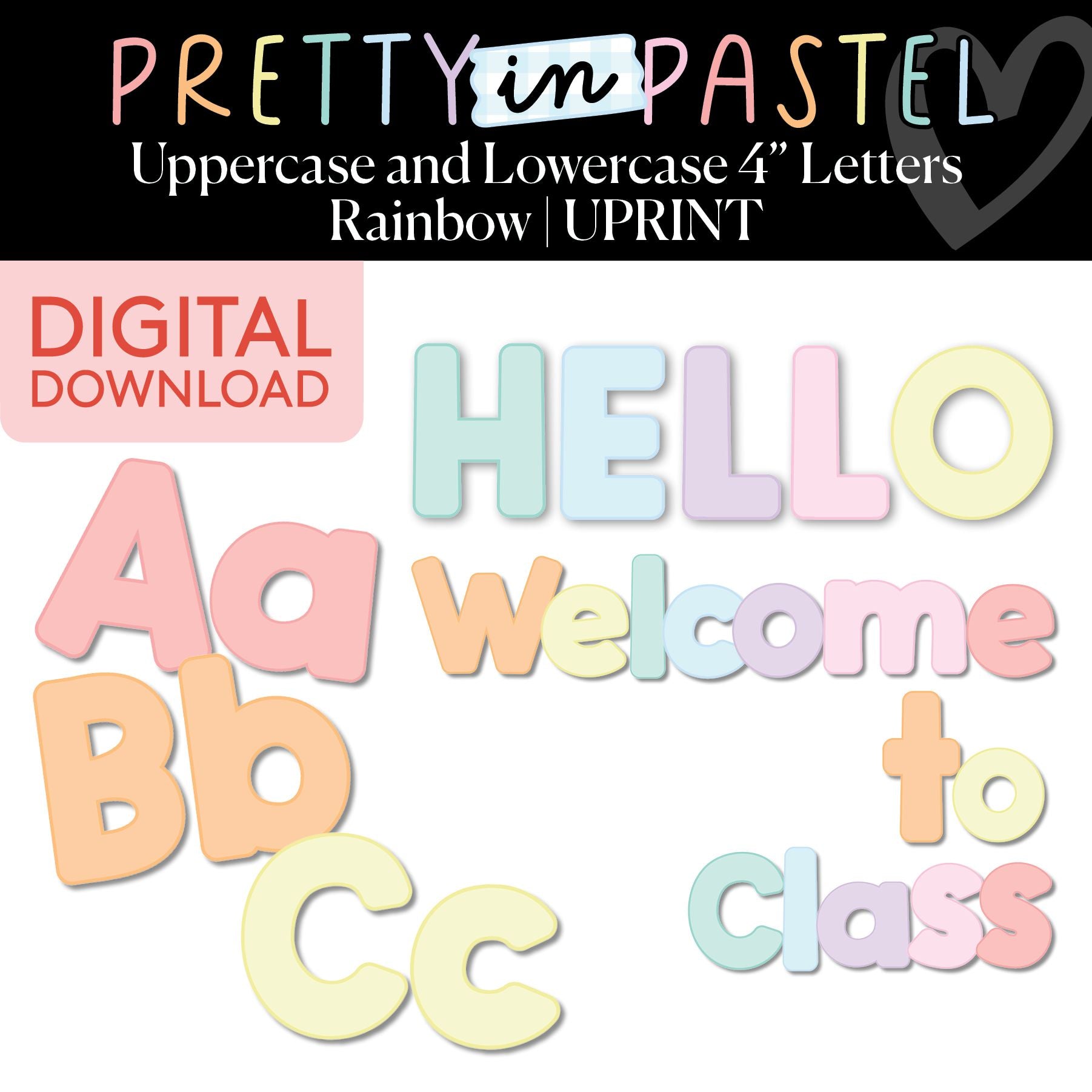 Printable Pastel Uppercase and Lowercase 4" Letters | Pretty in Pastel ...