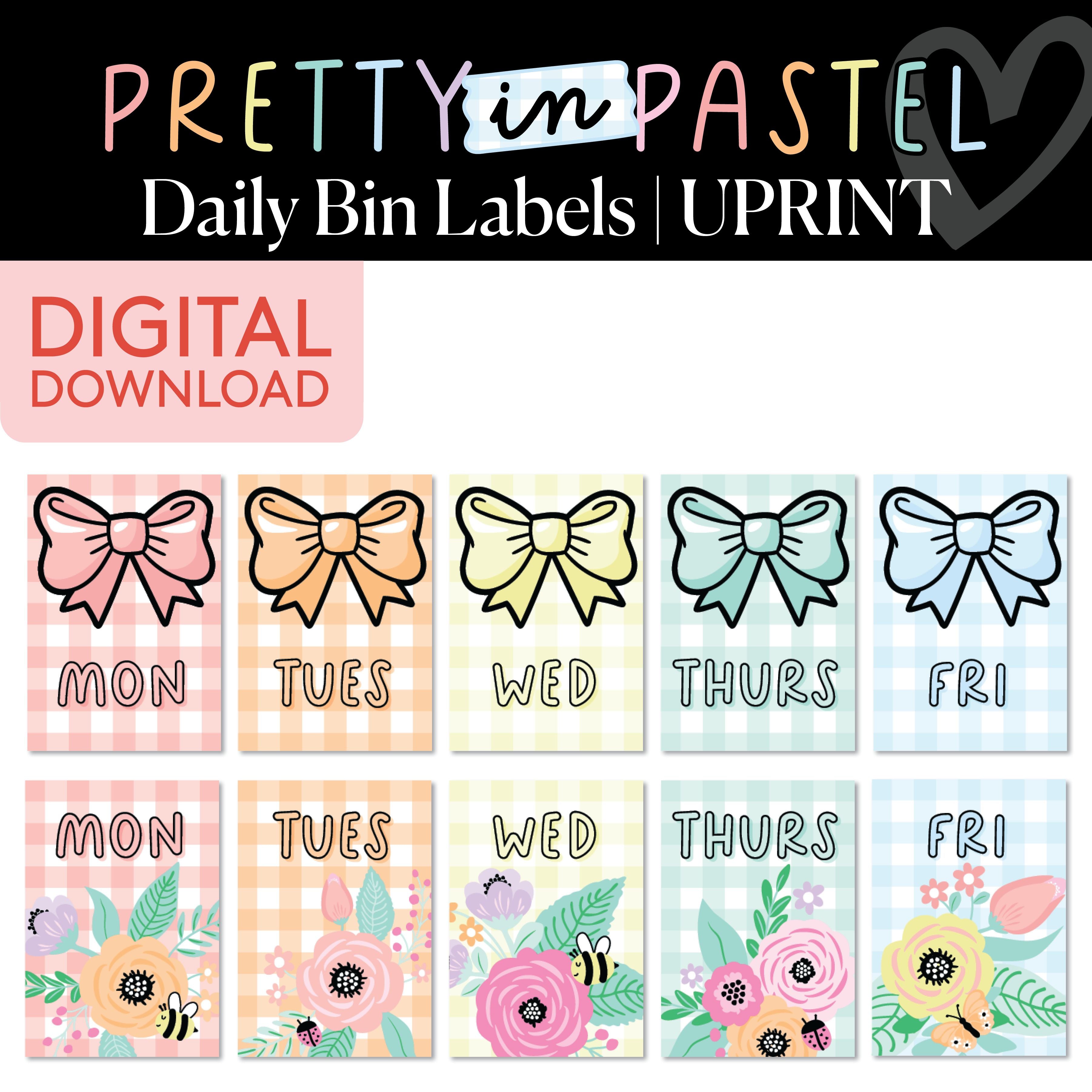 Printable Pastel Daily Bin Labels | Pretty in Pastel – Schoolgirl Style