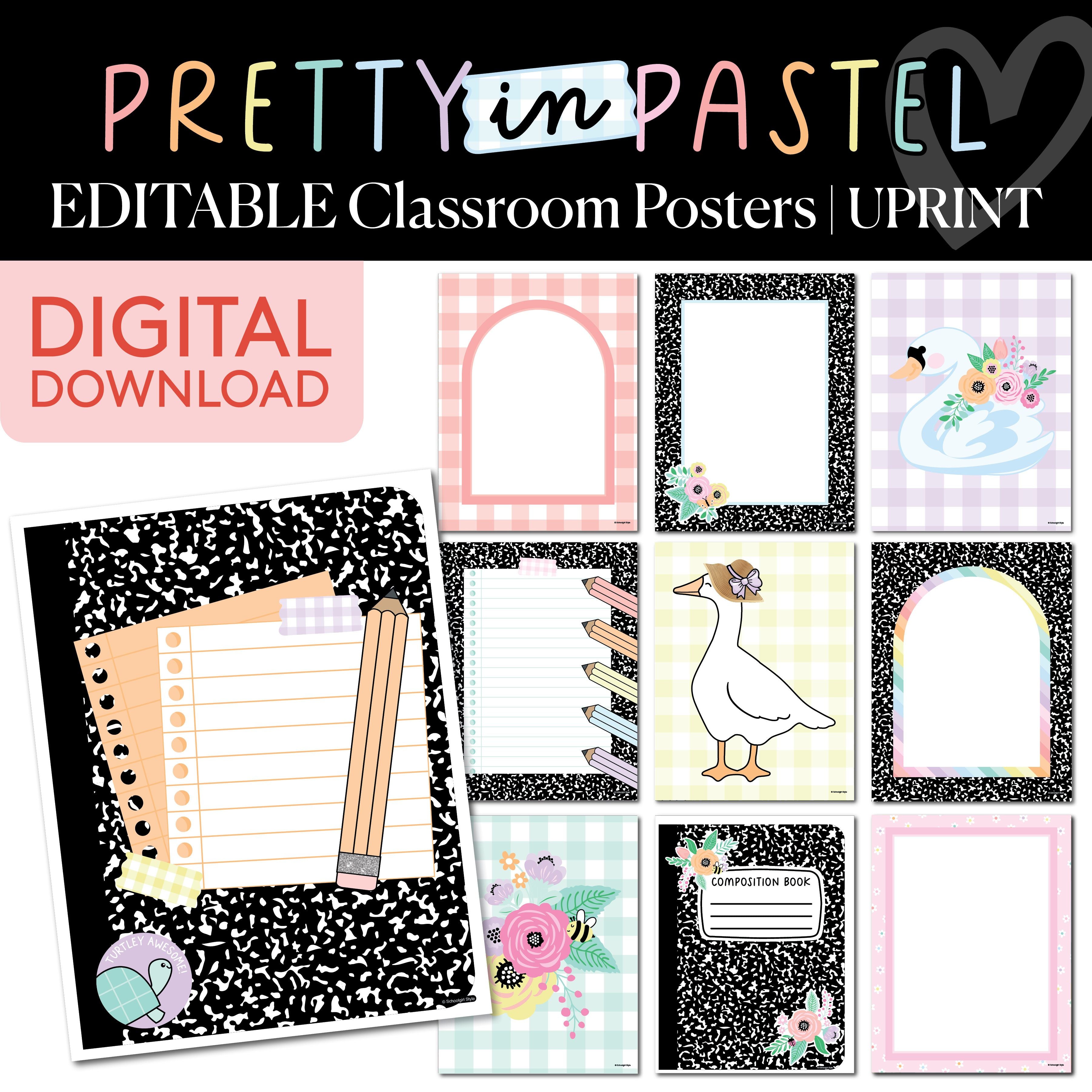 Printable Editable Pastel Classroom Posters | Pretty in Pastel ...