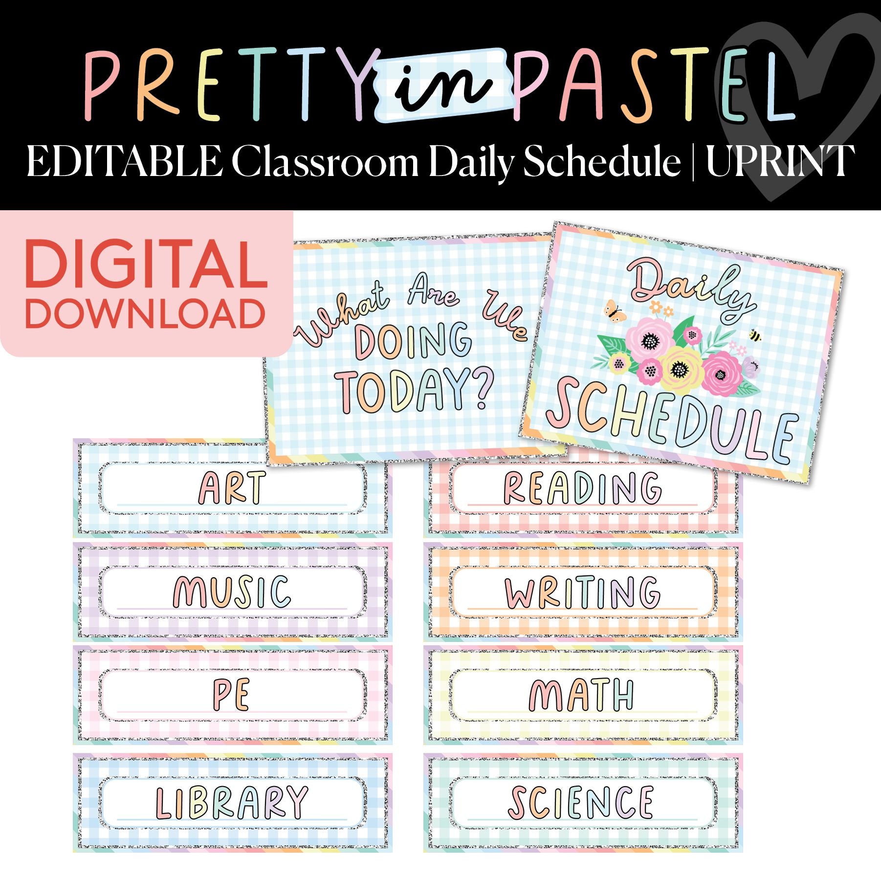 Printable Pastel Editable Classroom Daily Schedule | Pretty in Pastel ...