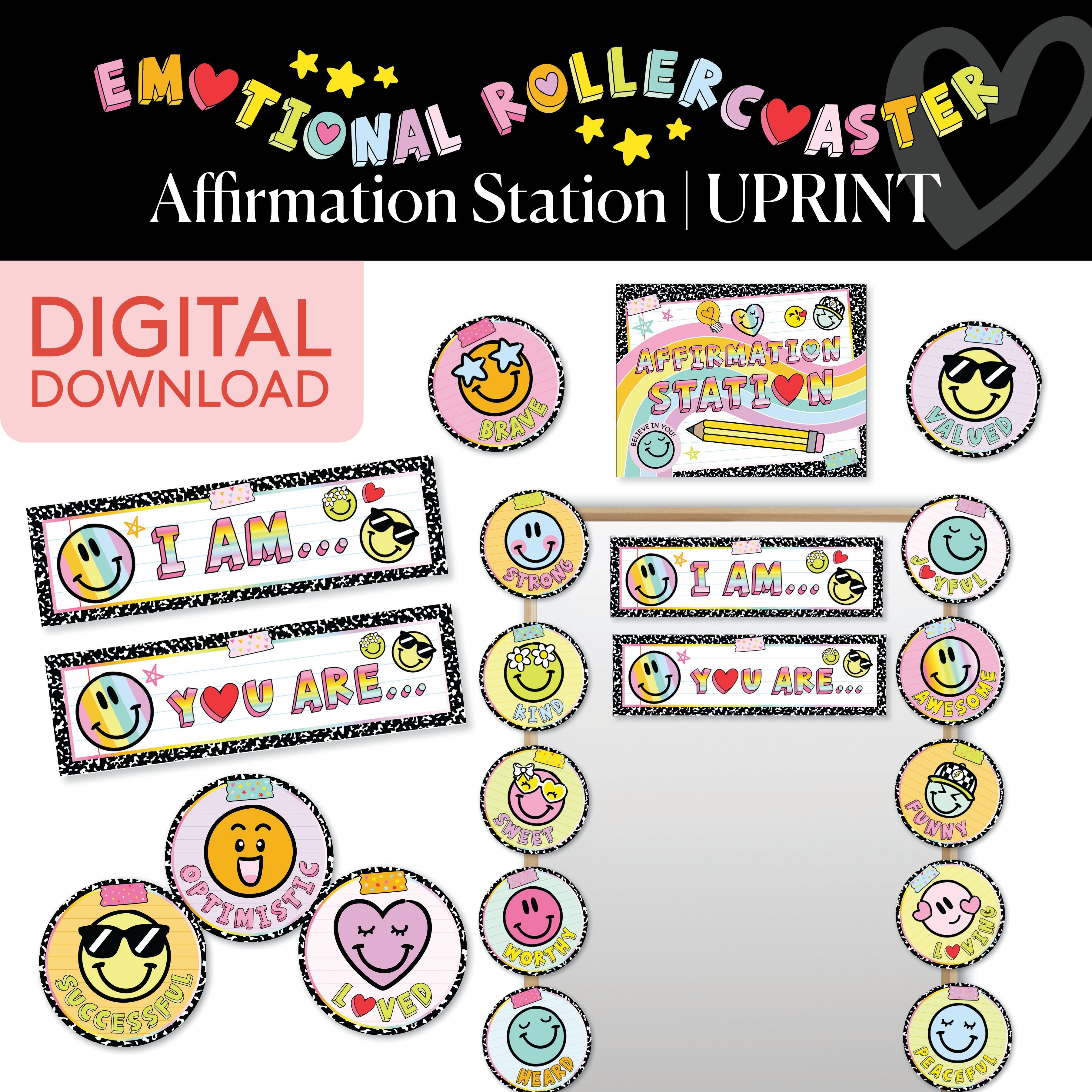 Printable Rainbow Pastel Affirmation Station | Emotional Rollercoaster ...