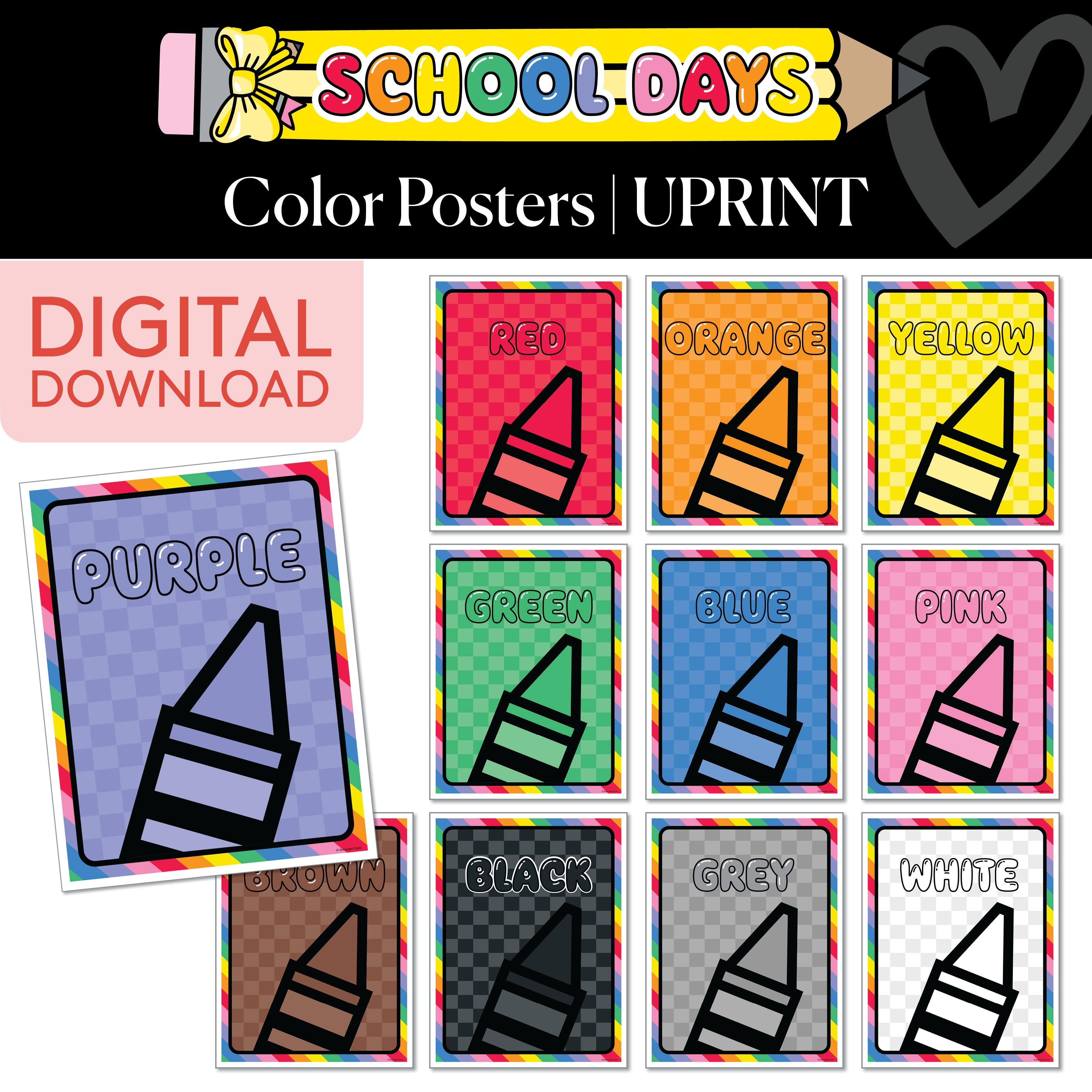 Printable Bright Rainbow Color Posters | School Days – Schoolgirl Style