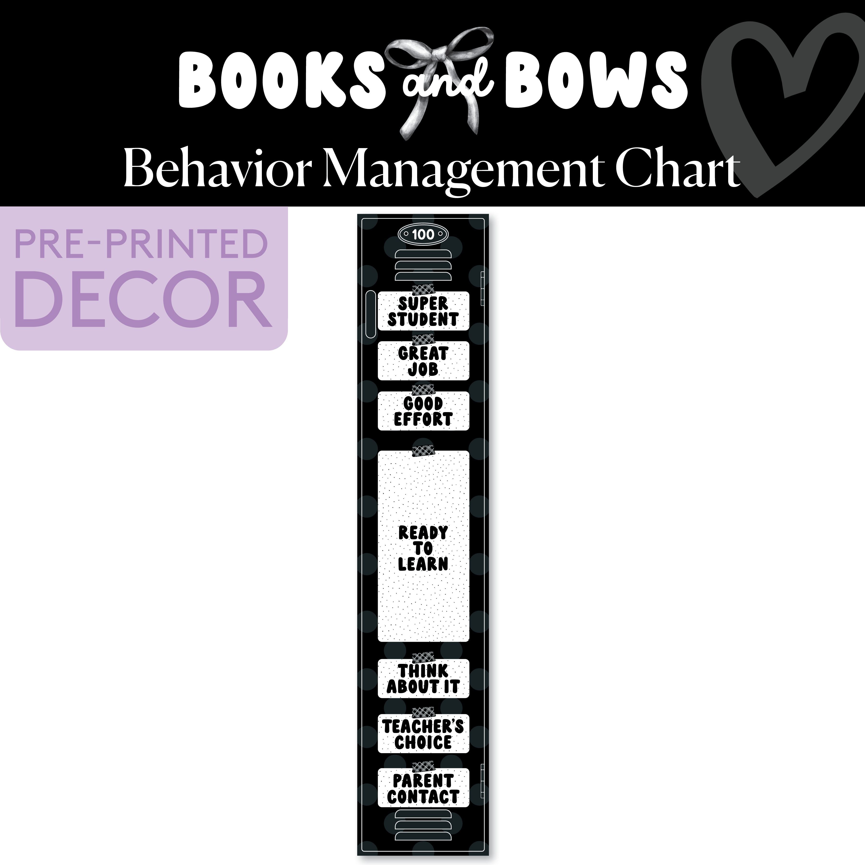 Black and White Behavior Management Chart | Books and Bows – Schoolgirl ...