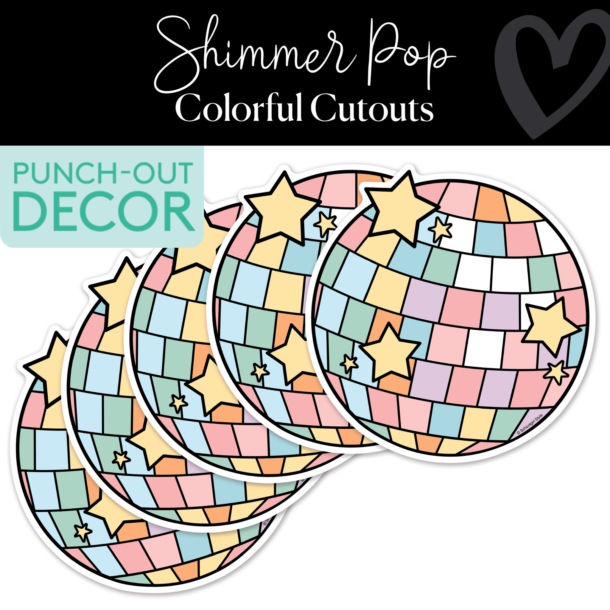 Pastel Disco Ball Bulletin Board Cutouts | Shimmer Pop – Schoolgirl Style