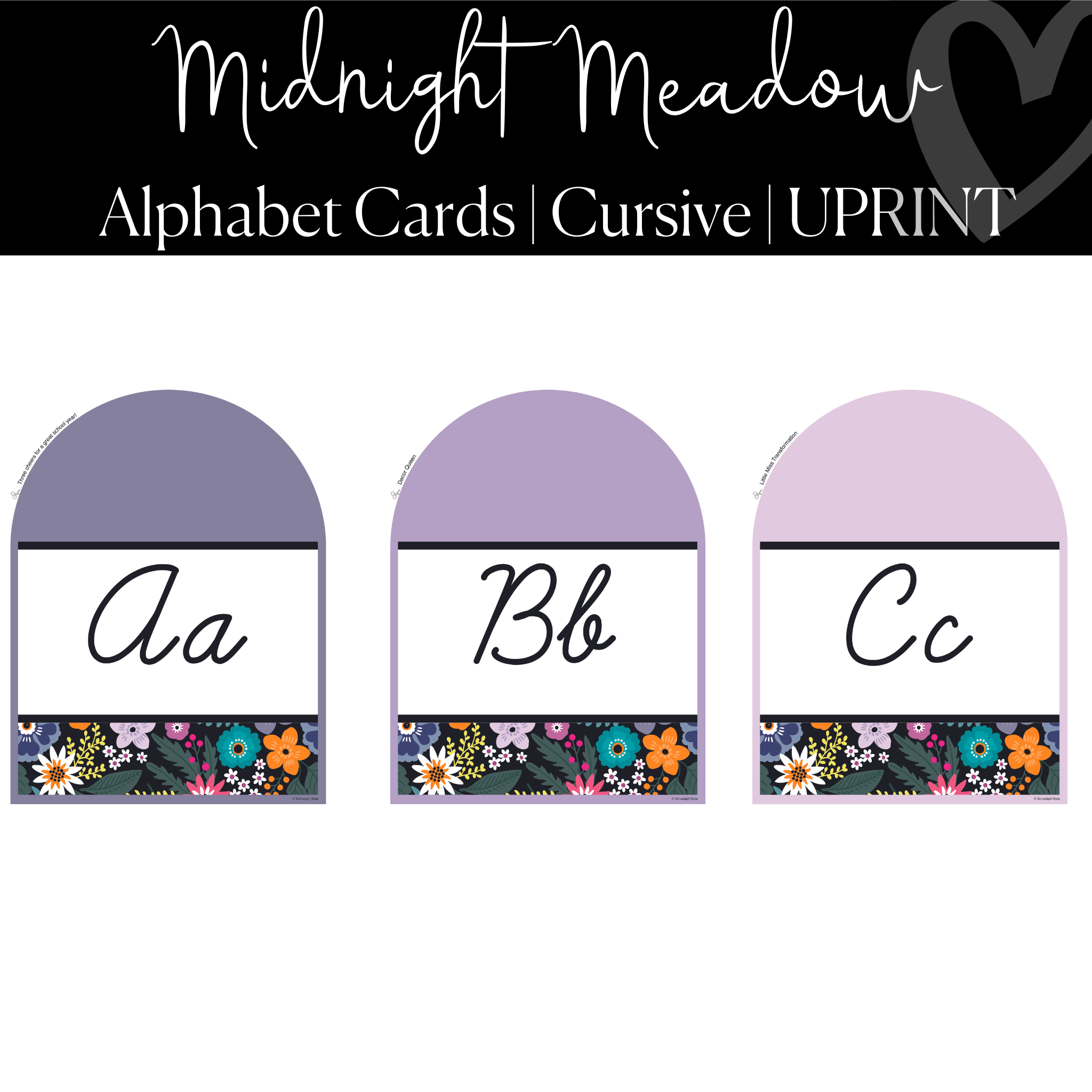 Cursive Alphabet Cards | Floral Classroom Decor | Schoolgirl Style