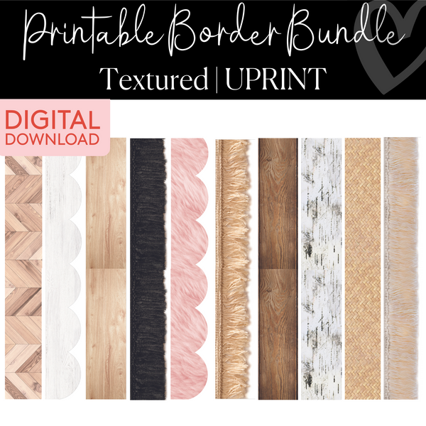 Printable Border Bundle | Textured | UPRINT | Schoolgirl Style
