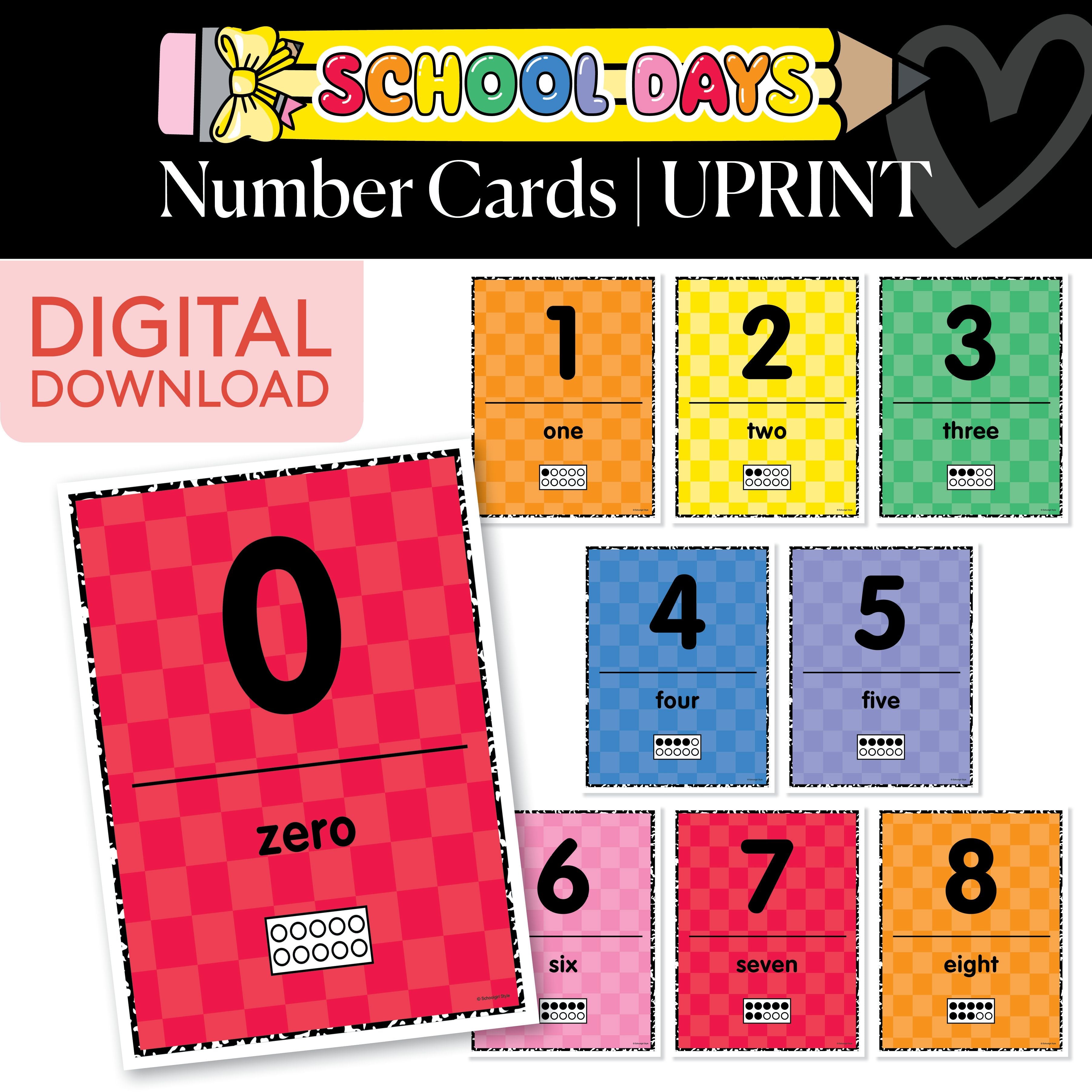 Printable Bright Rainbow 0-30 Ten Frames Number Cards | School Days ...