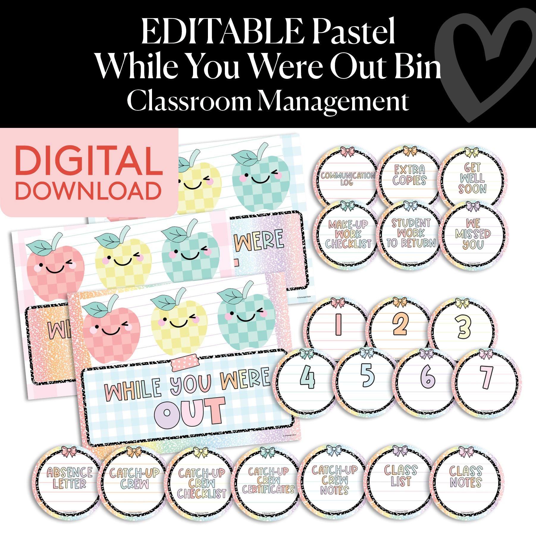 Printable Pastel Editable While You Were Out – Schoolgirl Style