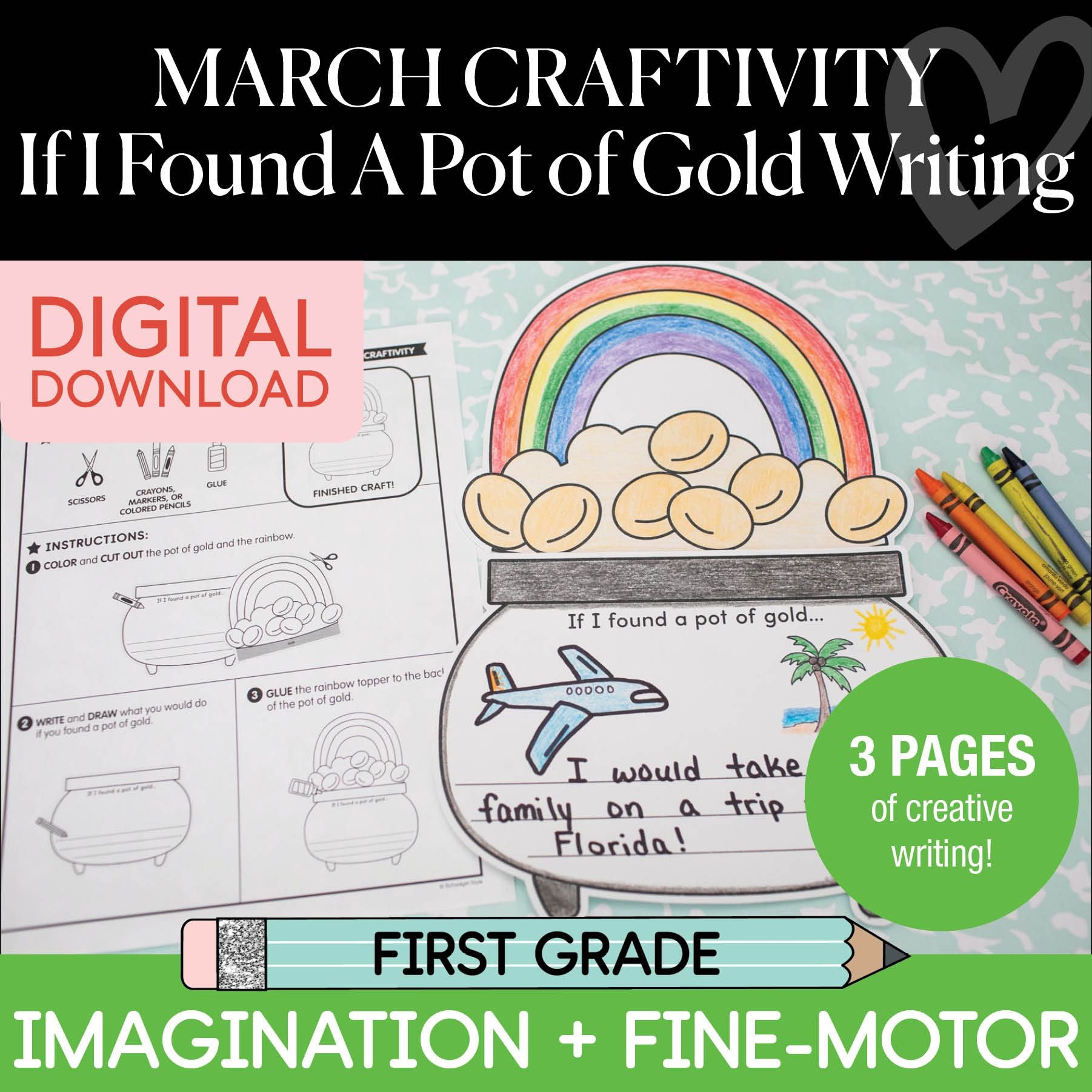 Printable March If I Found A Pot Of Gold Craftivity – Schoolgirl Style