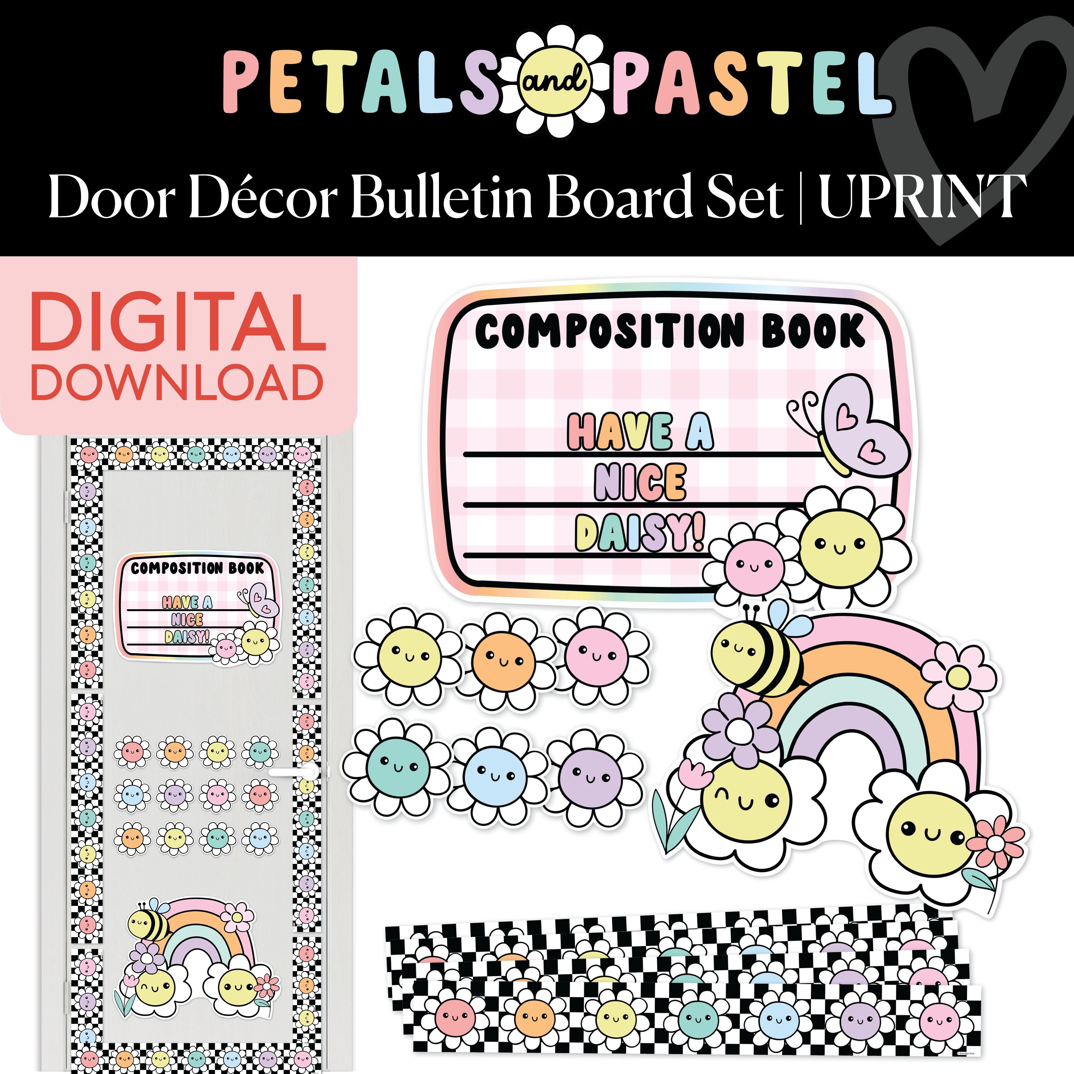 Petals and Pastel | Printable Door Decor Bulletin Board Set ...
