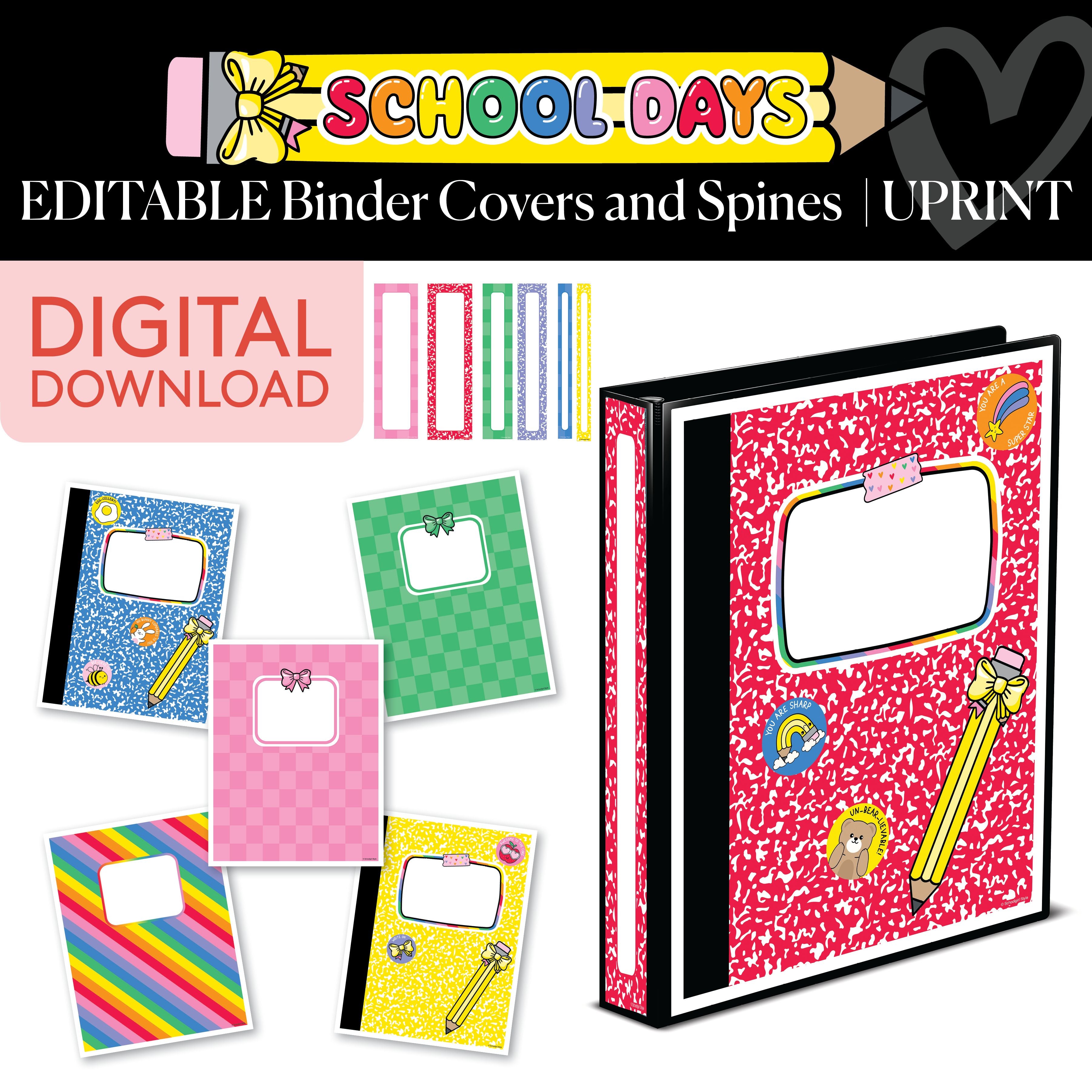Printable Bright Rainbow Editable Binder Covers and Spines | School Da ...