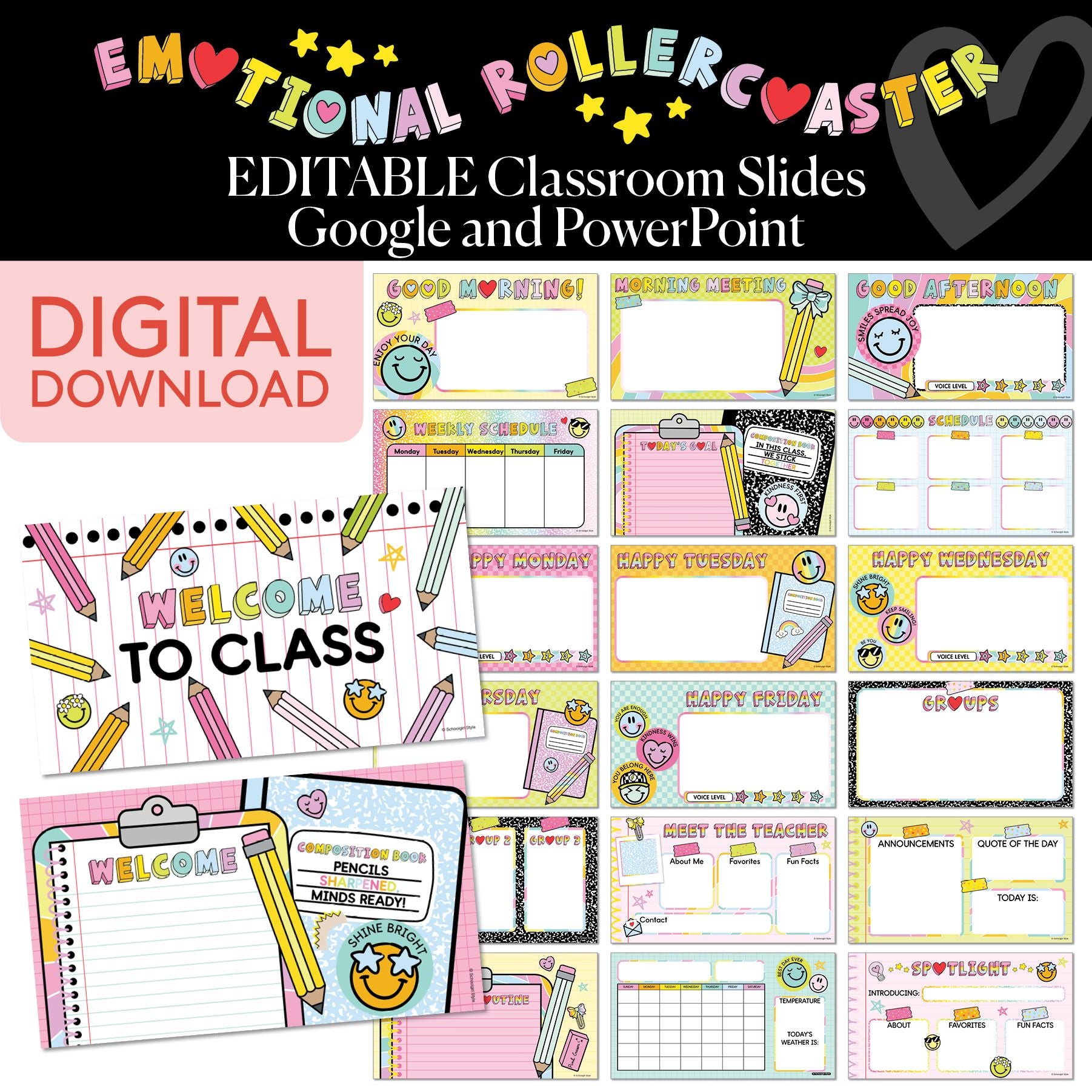 Printable Rainbow Pastel Editable Google and PowerPoint Classroom Slid ...