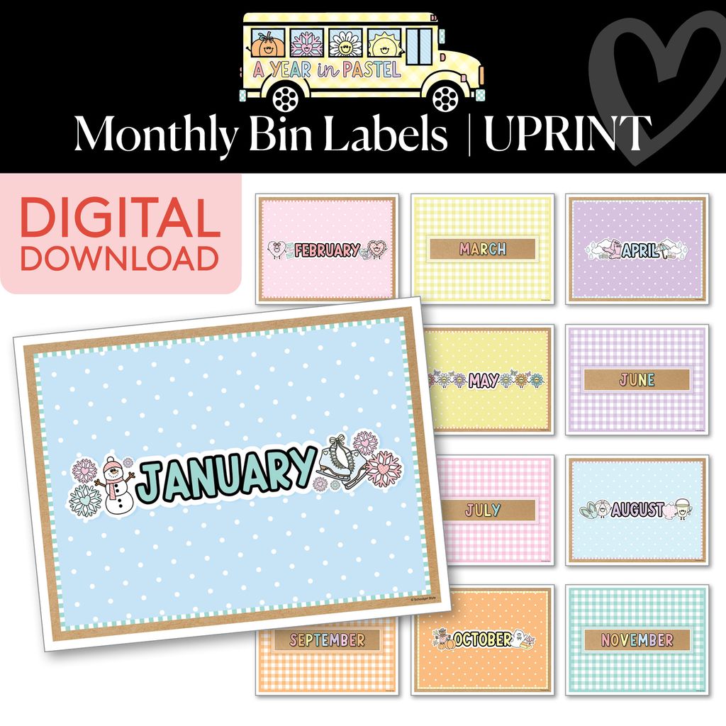 Printable Monthly Bin Labels | A Year In Pastel – Schoolgirl Style