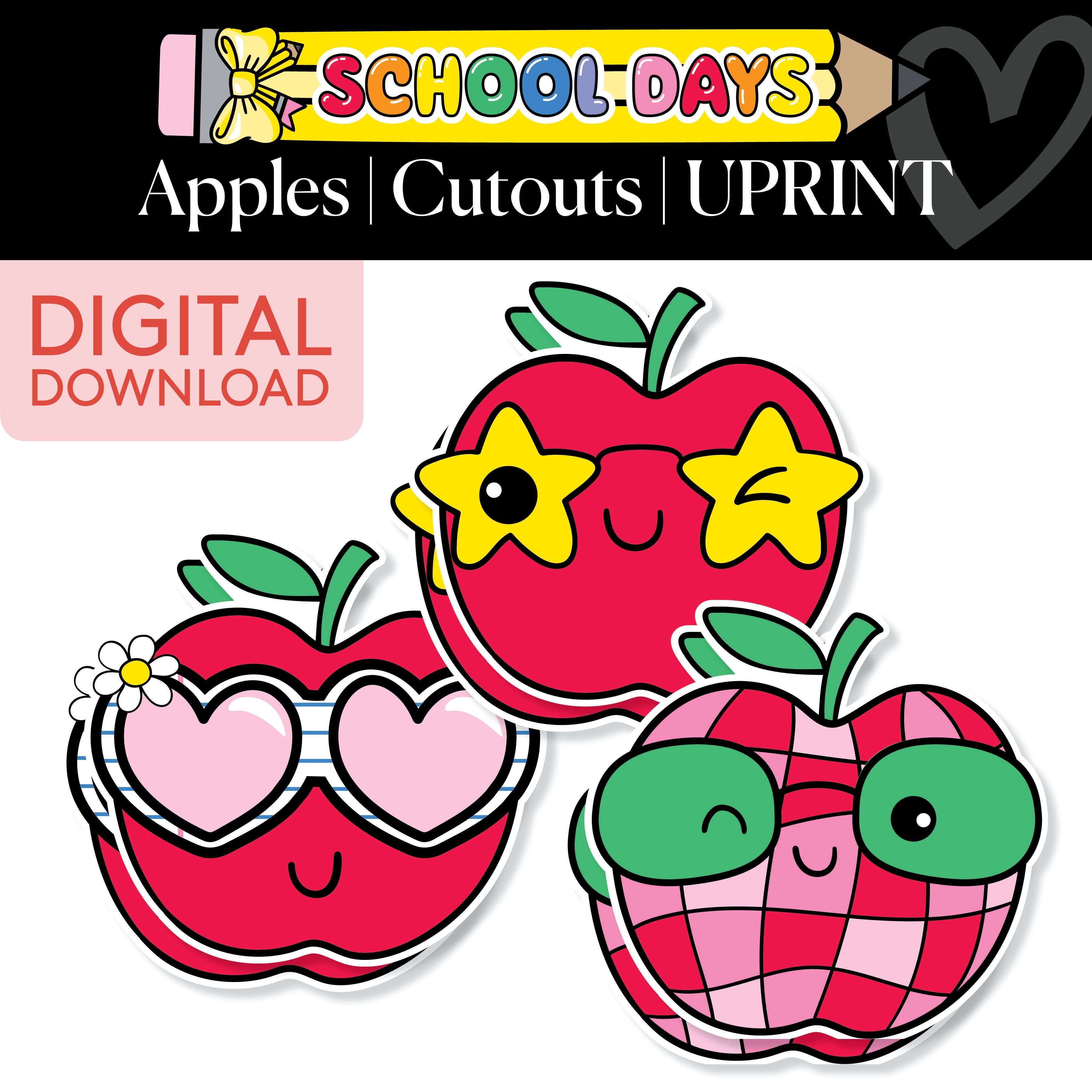 Printable Bright Rainbow Apples Bulletin Board Cutouts | School Days ...