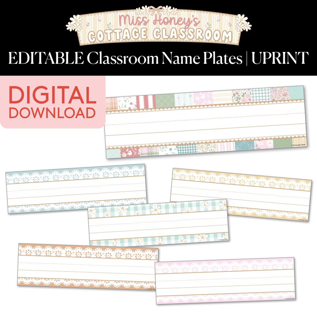 Printable Editable Classroom Name Plates | Miss Honey's Cottage Classr ...
