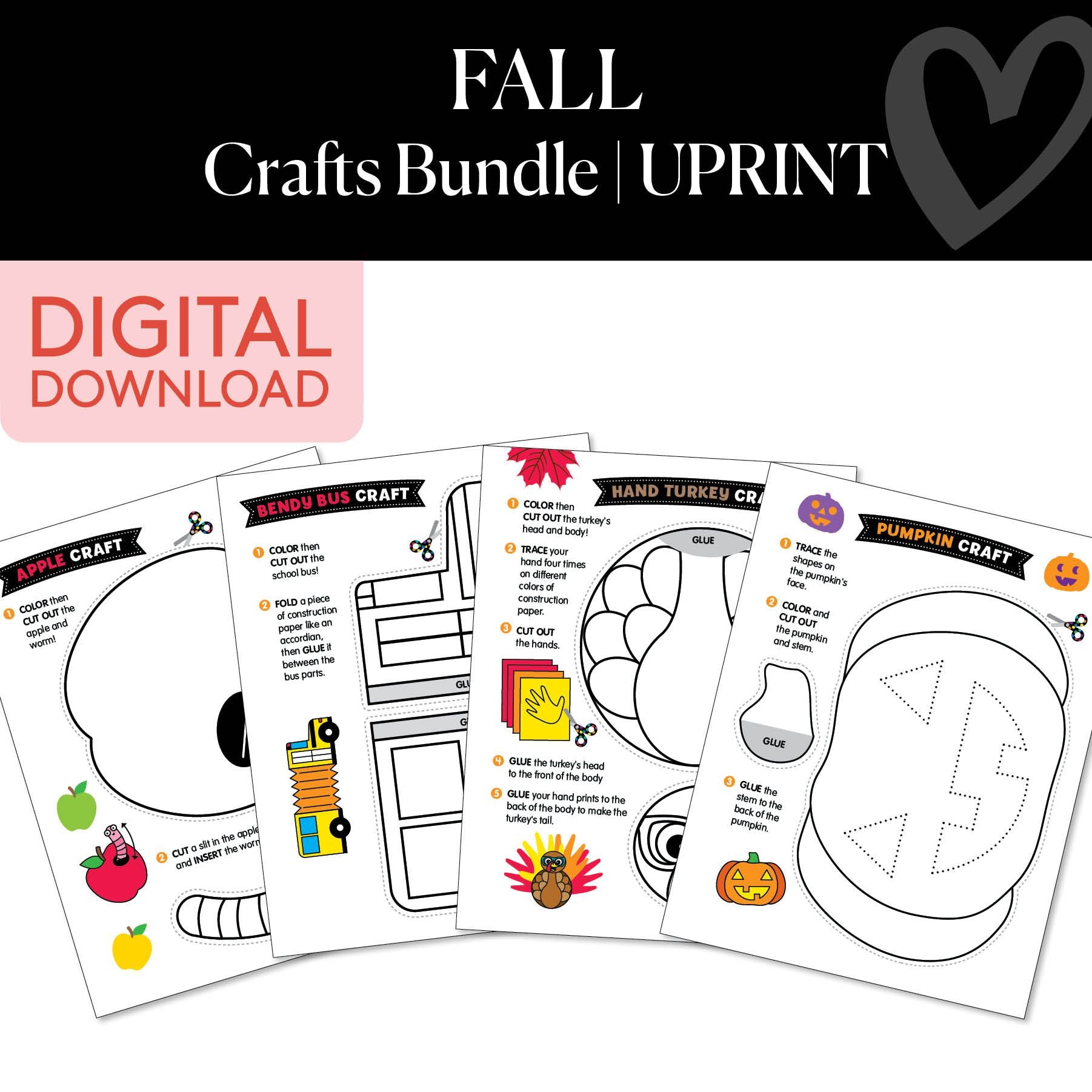Printable Fall Crafts Bundle – Schoolgirl Style