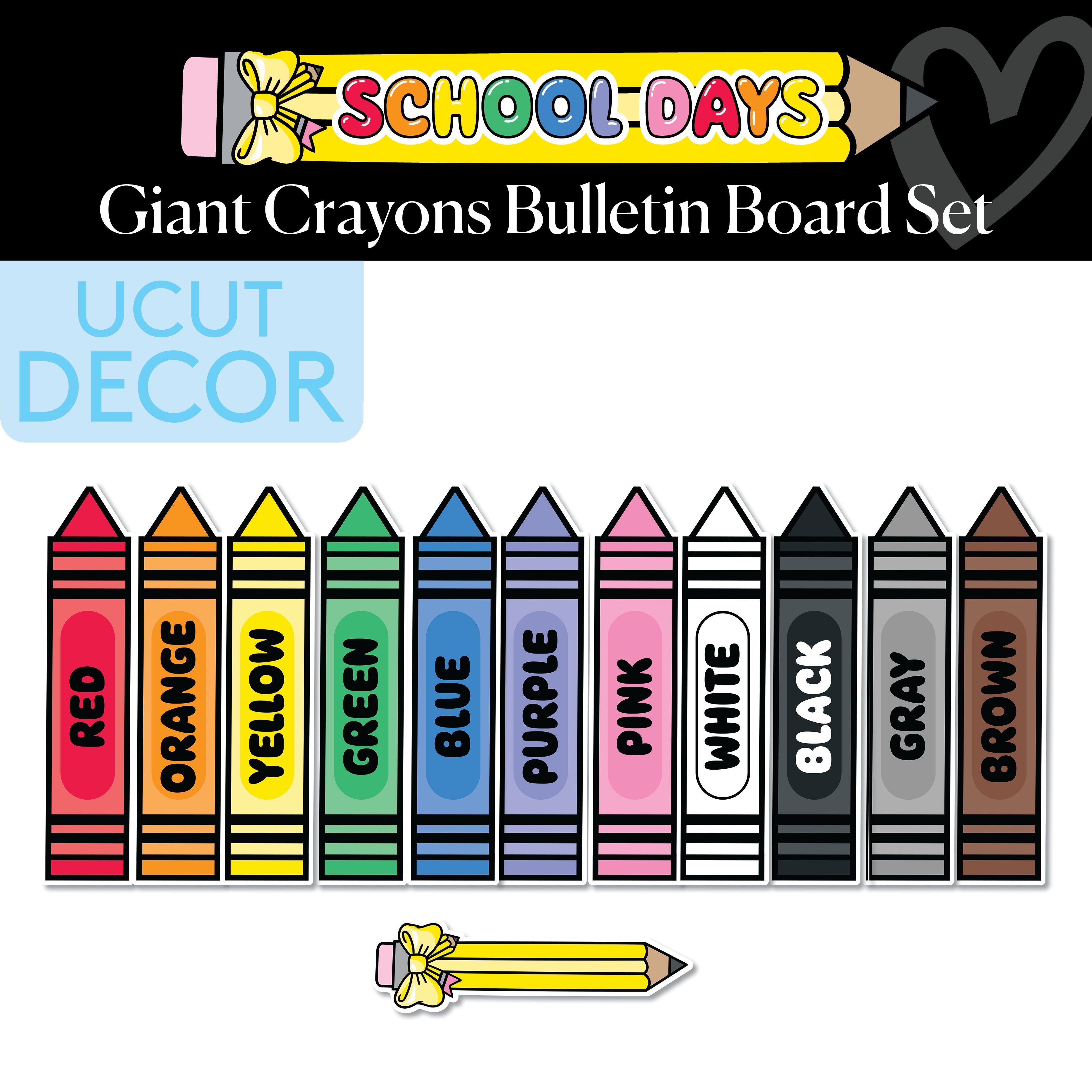 Bright Rainbow Giant Crayons Bulletin Board Set | School Days ...