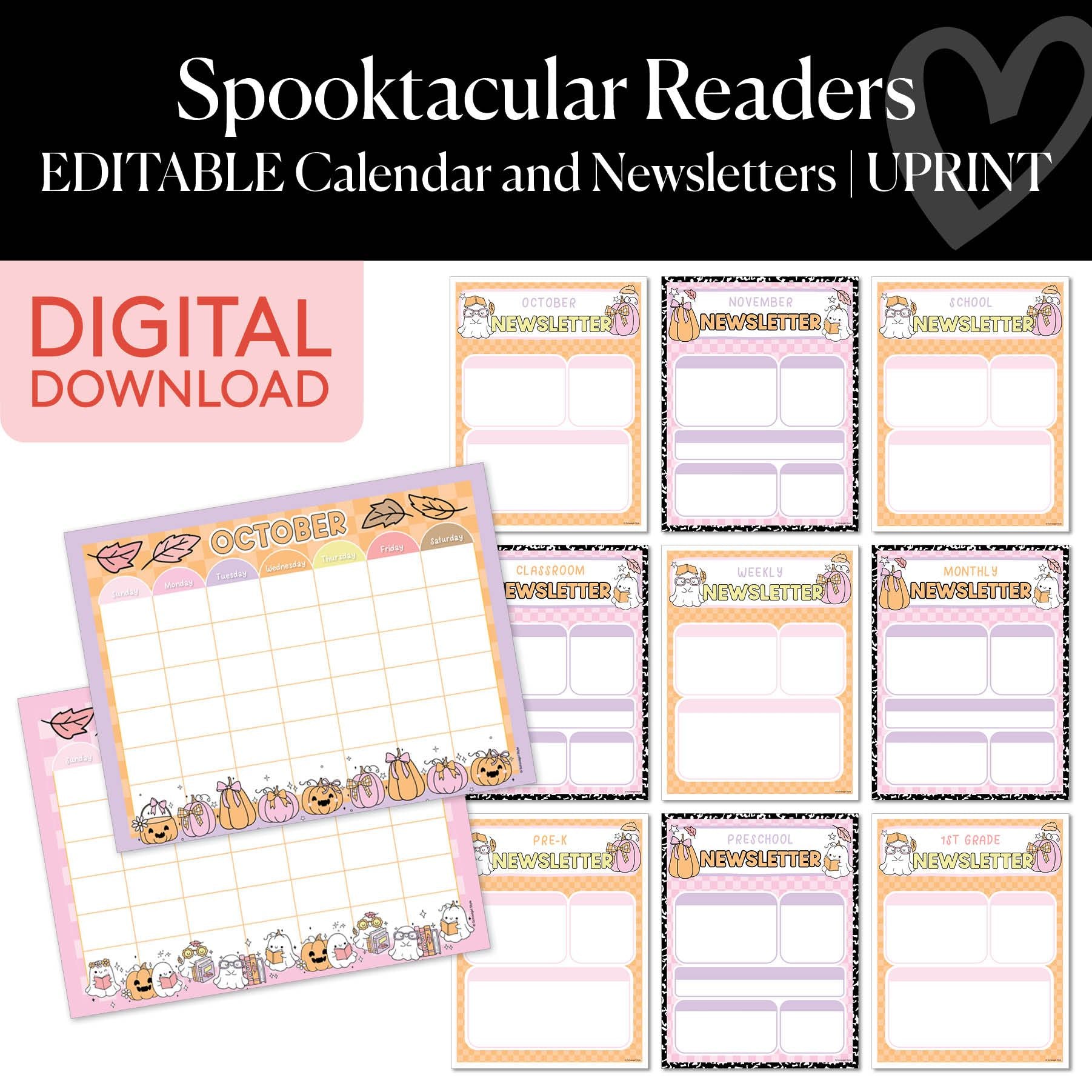 Printable Halloween Editable Calendars and Newsletters | Spooktacular ...