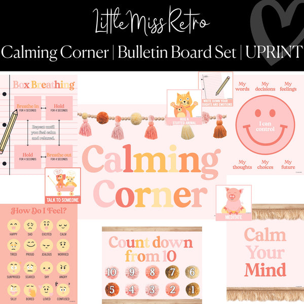 Printable Calming Corner Bulletin Board Set | Retro Classroom Decor ...