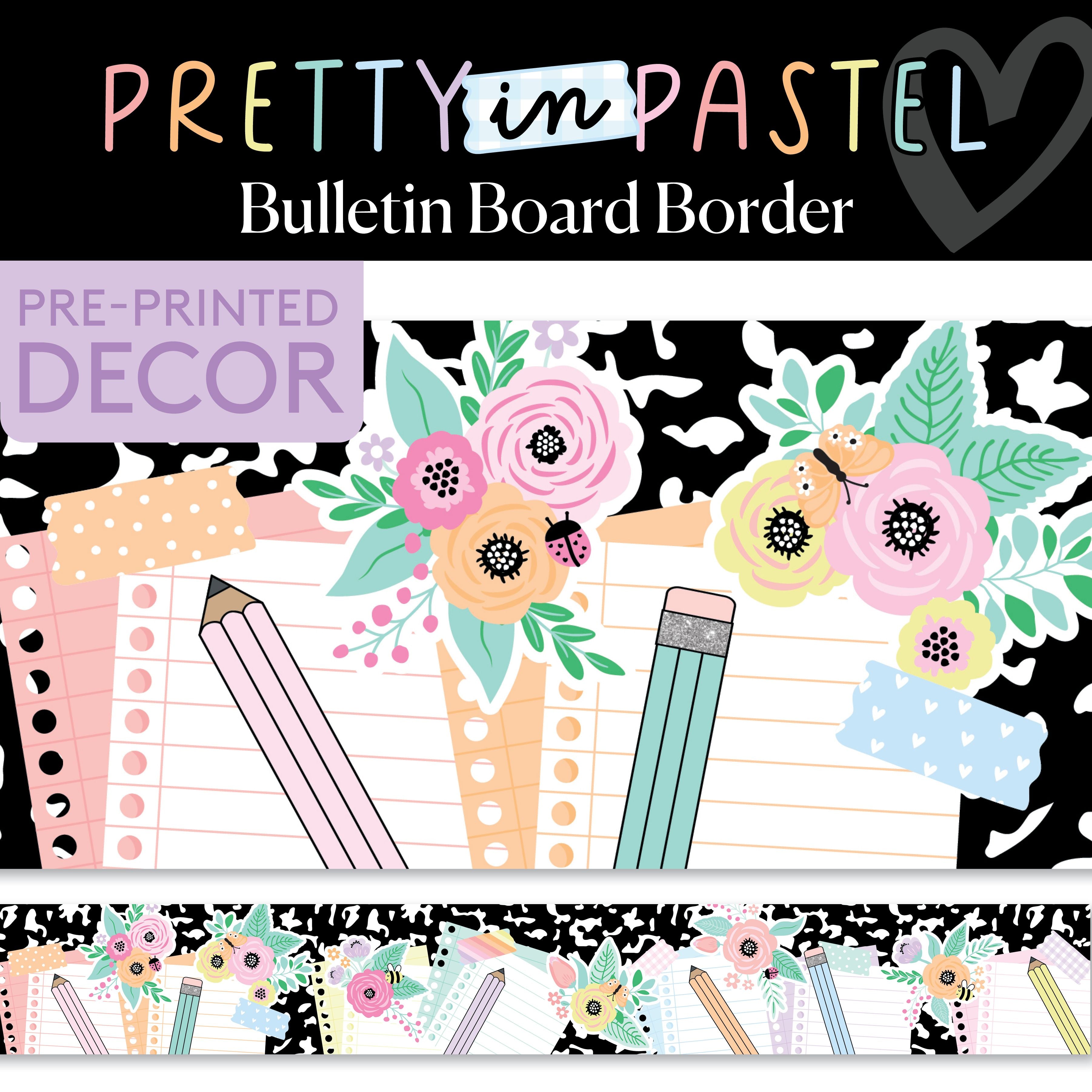 Passing Notes Floral Pastel Bulletin Board Border | Pretty in Pastel ...
