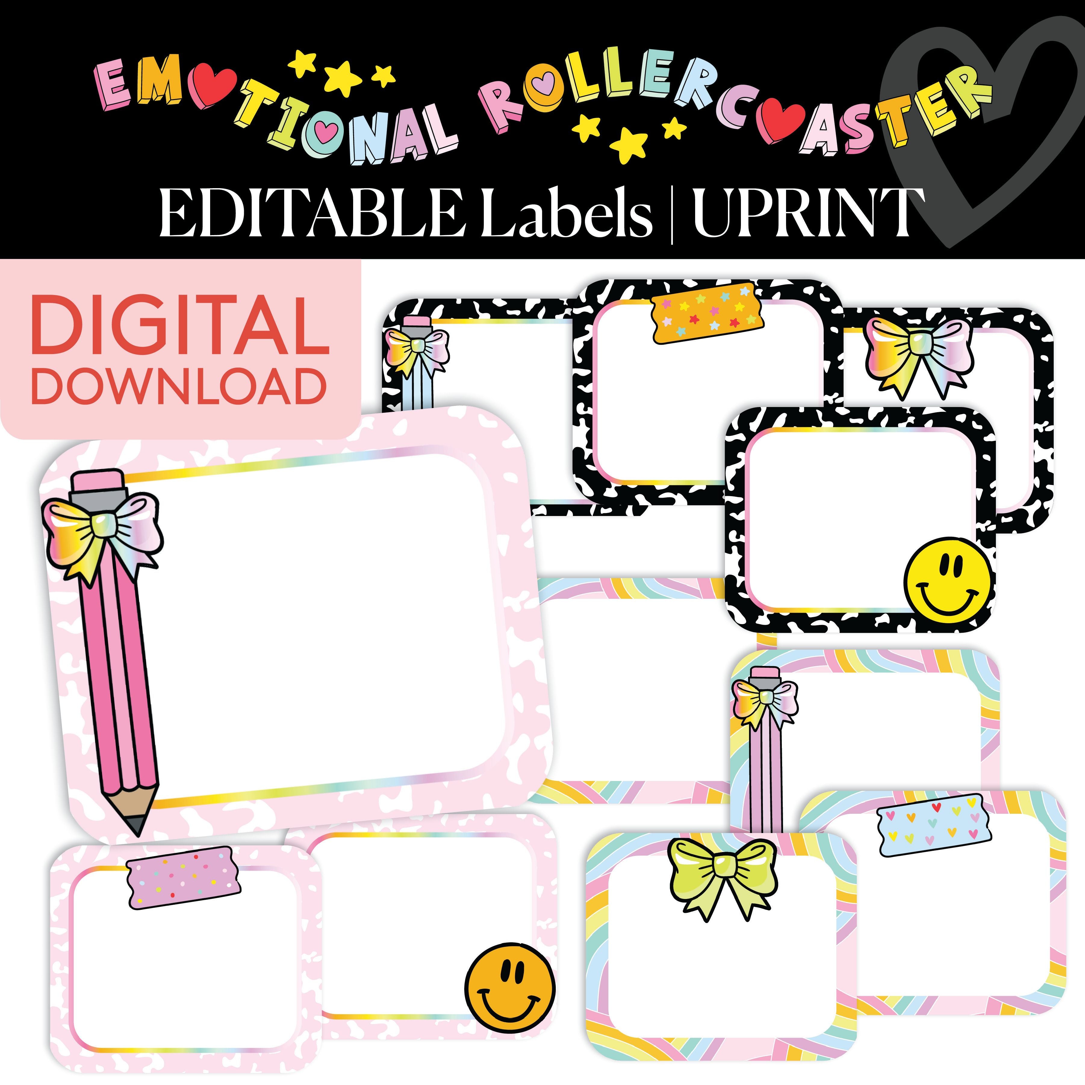 Printable Rainbow Pastel Editable Labels | Emotional Rollercoasters ...