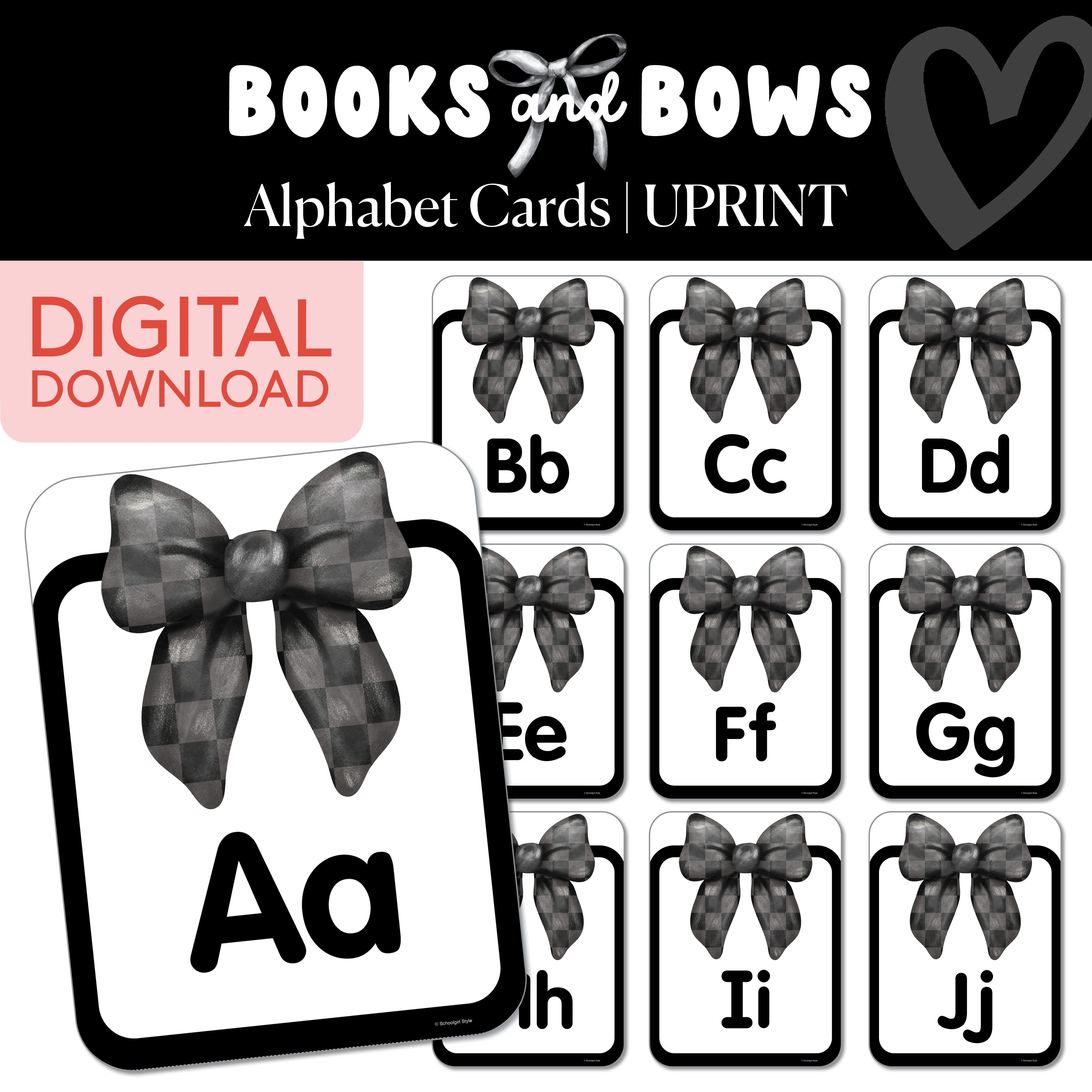 Printable Black and White Manuscript Alphabet Cards | Books and Bows ...