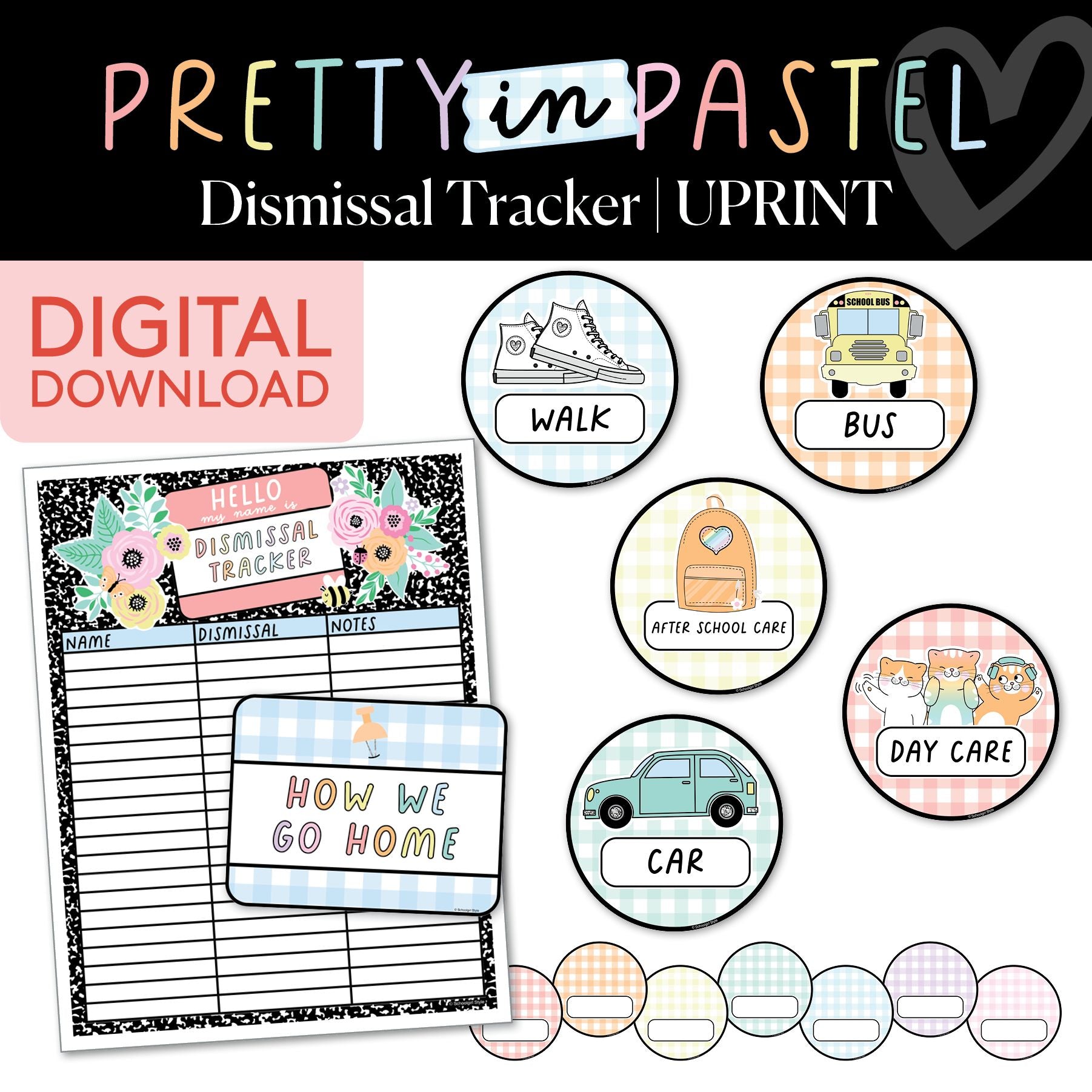 Printable Pastel Dismissal Tracker | Pretty in Pastel – Schoolgirl Style