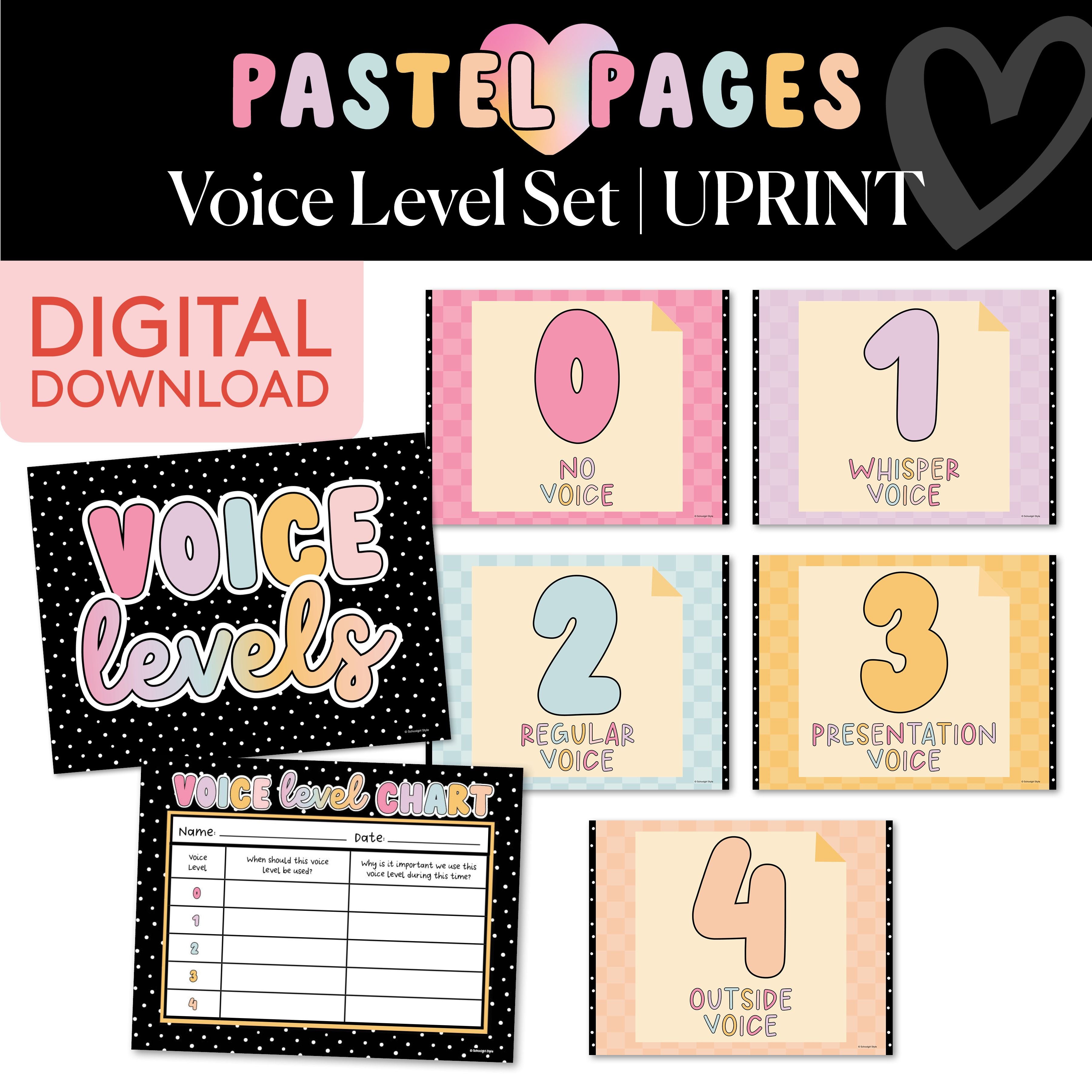 Printable Boho Pastel Voice Level Set | Pastel Pages – Schoolgirl Style