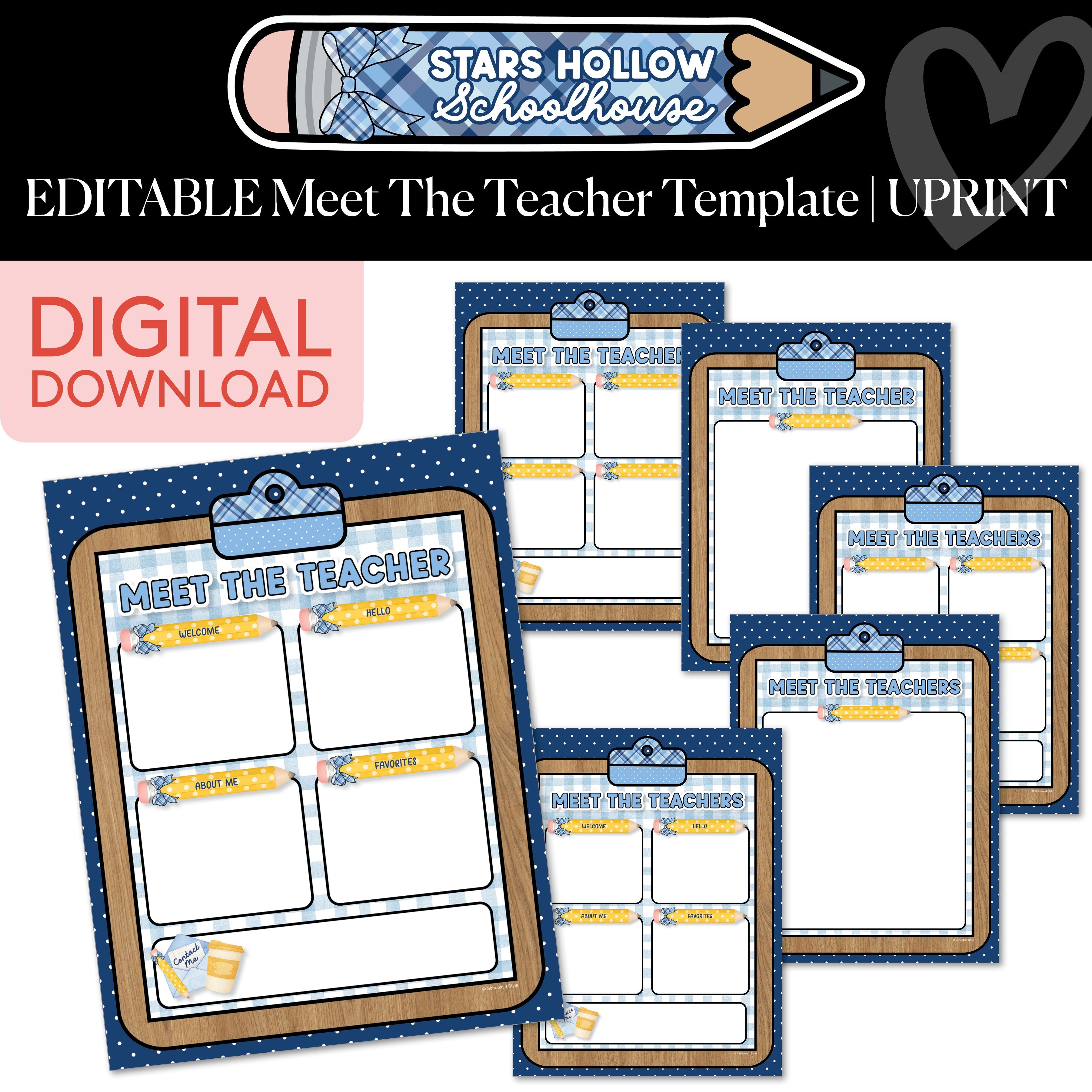 Printable Cozy Editable Meet the Teacher Template | Stars Hollow Schoo ...