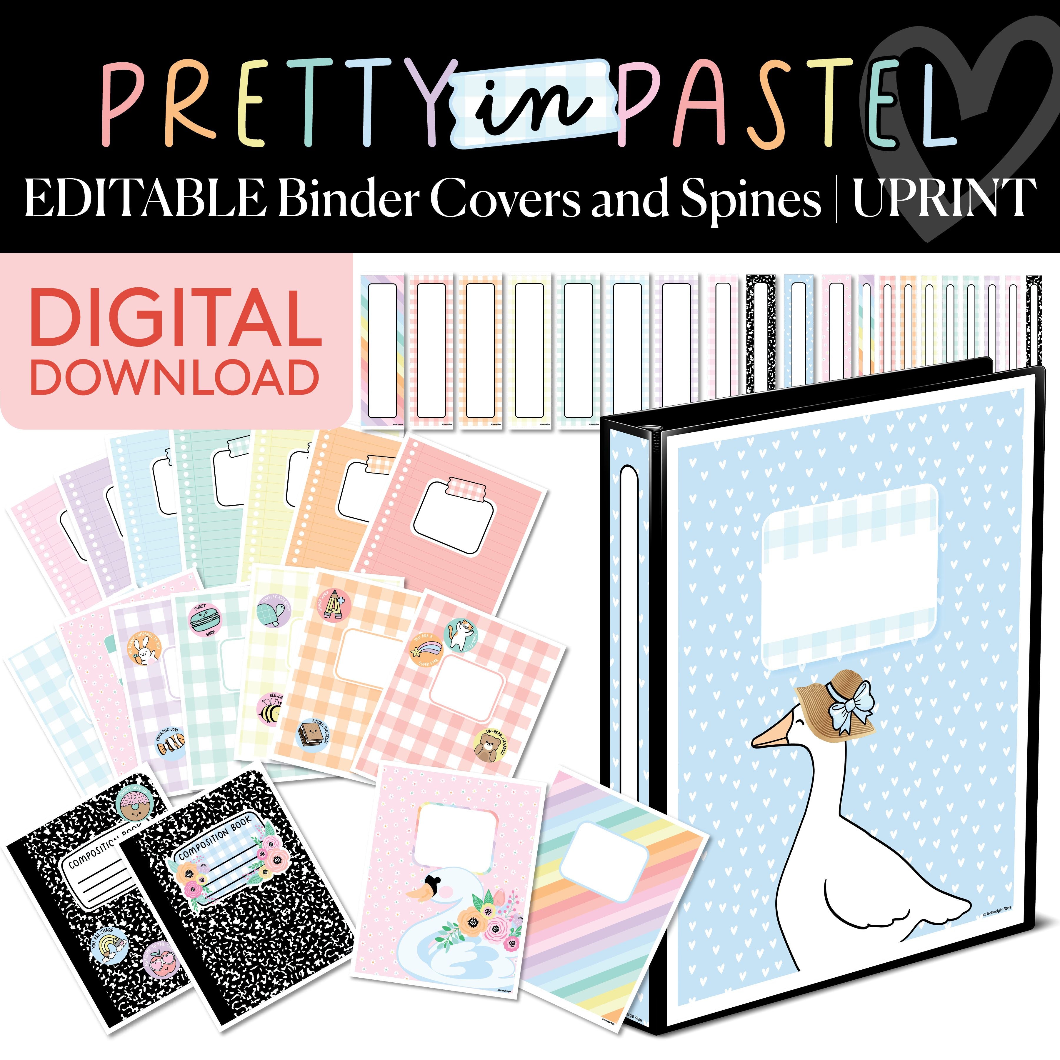Printable Pastel Editable Binder Covers and Spines | Pretty in Pastel ...