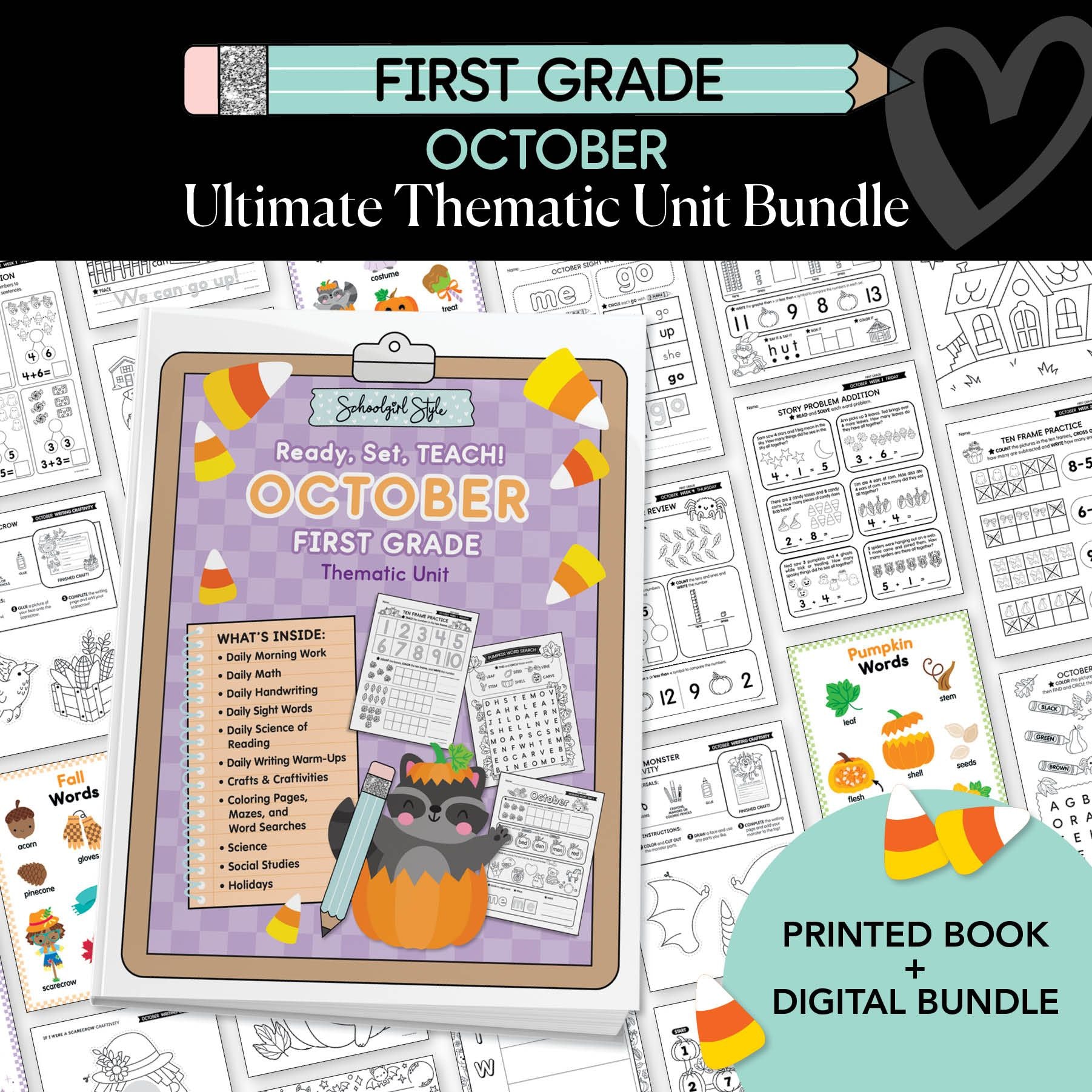 Ultimate First Grade October Thematic Unit Bundle – Schoolgirl Style