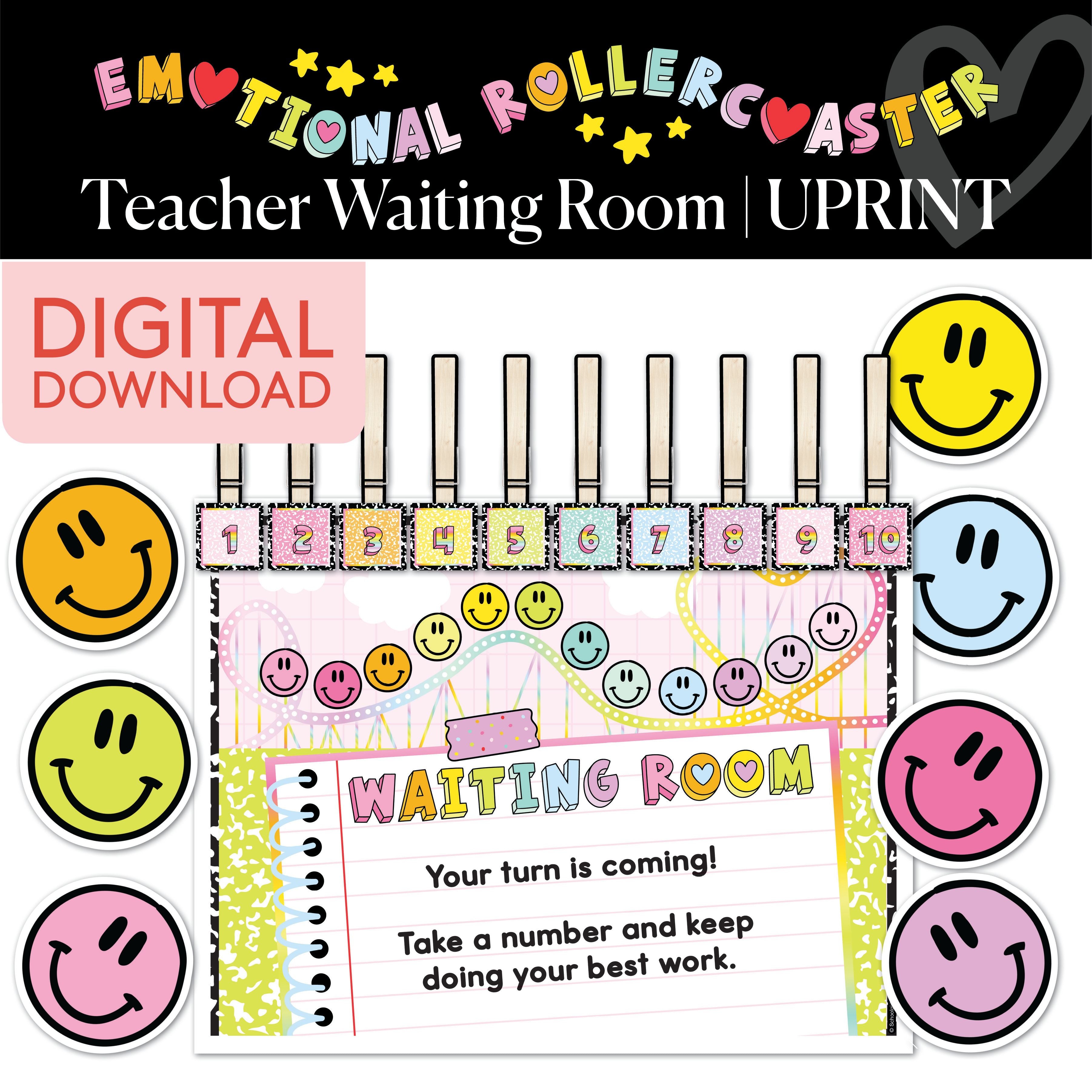 Printable Rainbow Pastel Teacher Waiting Room | Emotional Rollercoaste ...