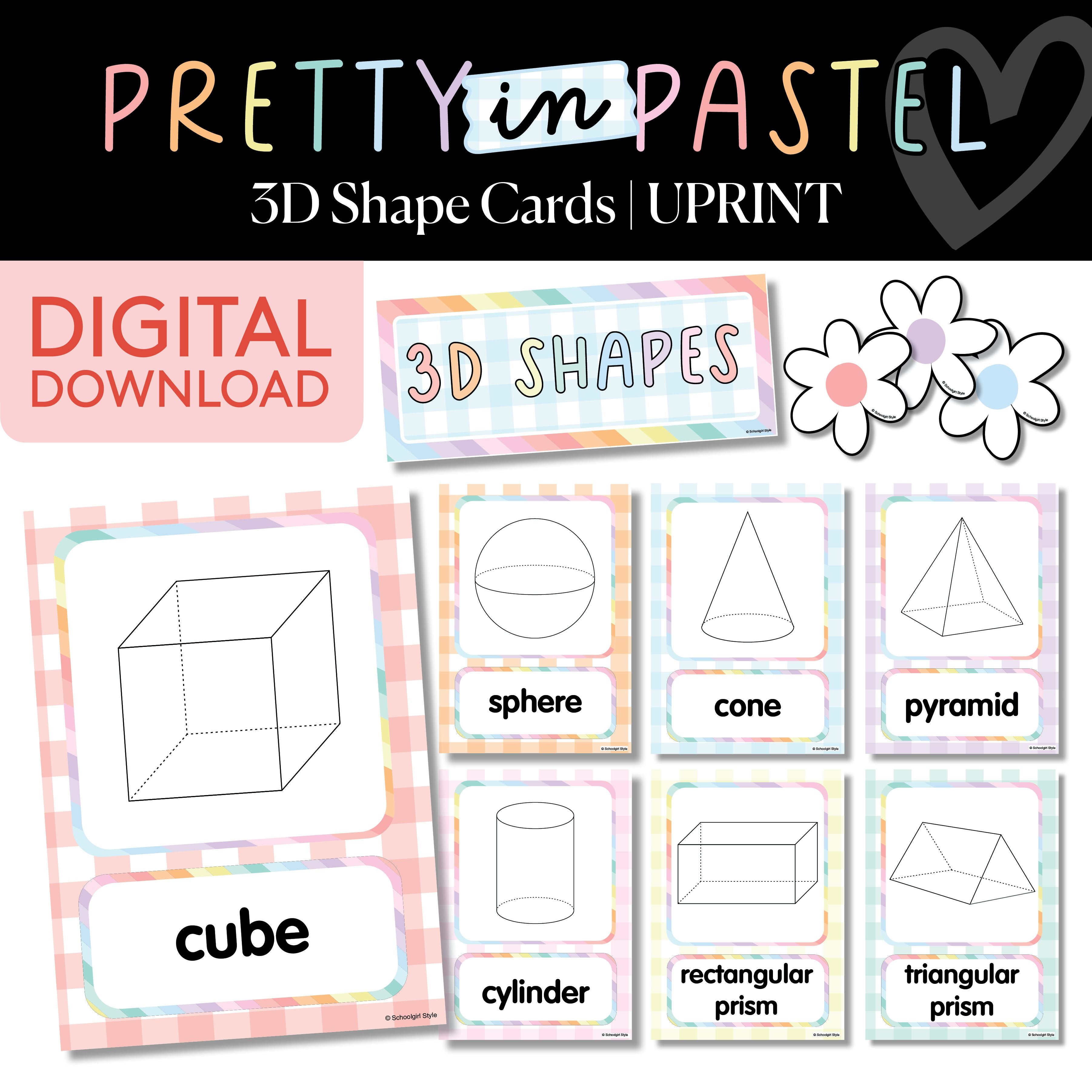 Printable Pastel 3D Shape Cards | Pretty in Pastel – Schoolgirl Style