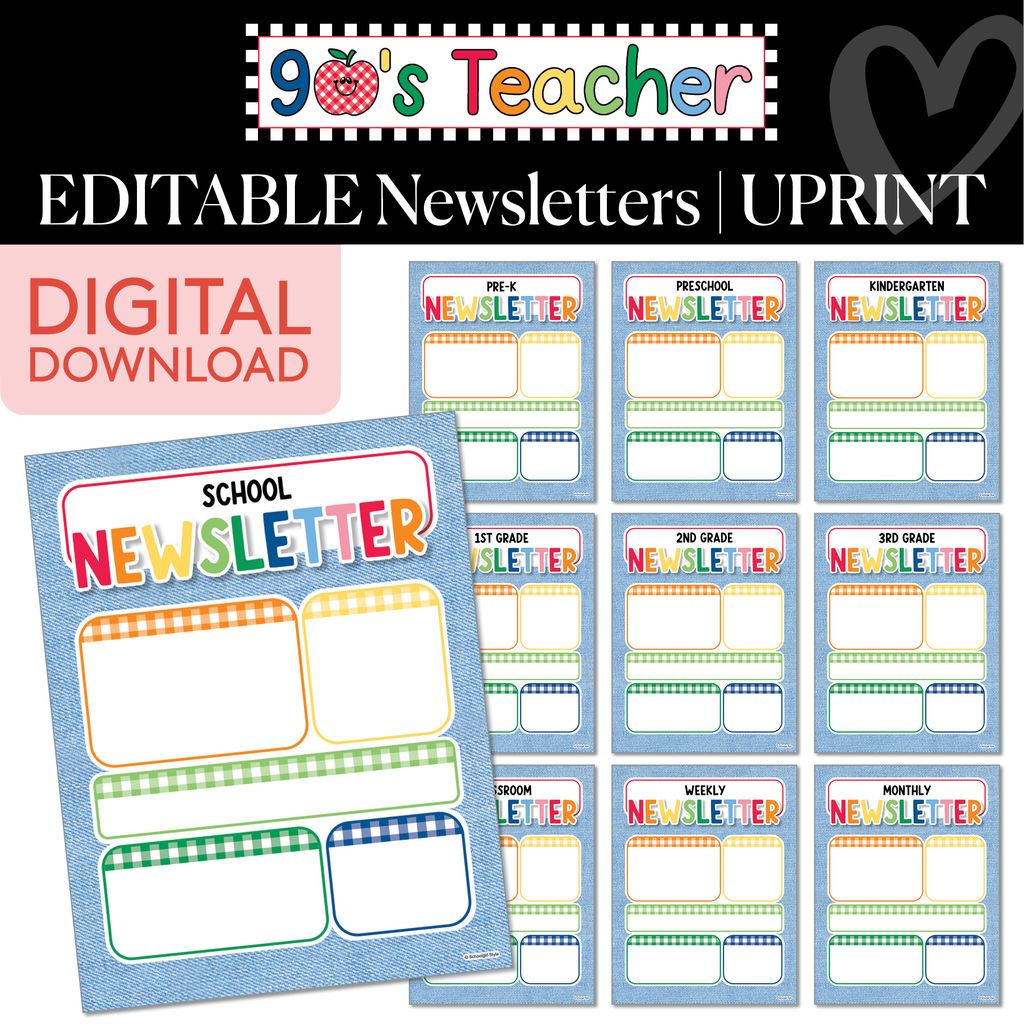 Printable Retro Editable Newsletters | 90s Teacher – Schoolgirl Style