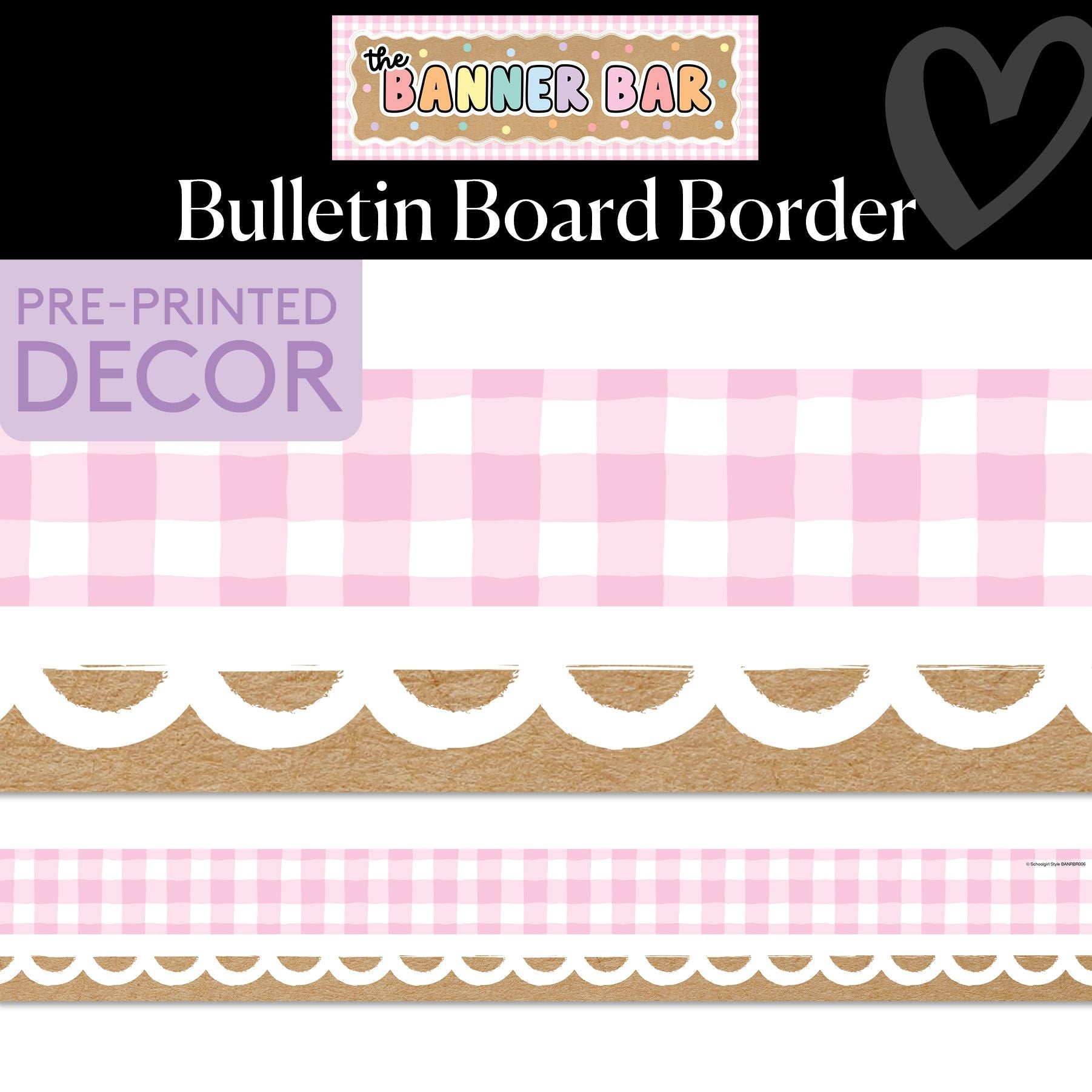 Sweetest Pink Gingham Bulletin Board Border | Banner Bar – Schoolgirl Style