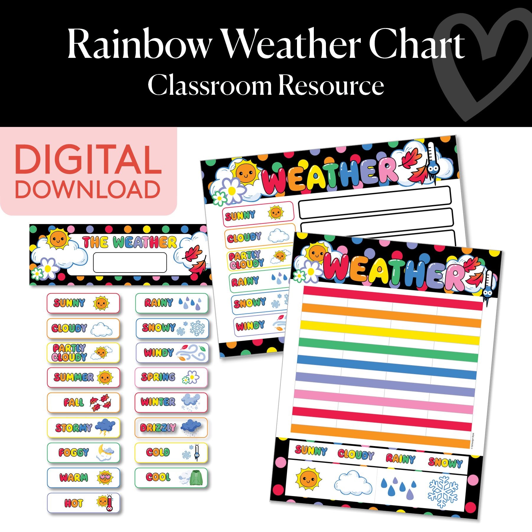 Printable Rainbow Weather Chart – Schoolgirl Style