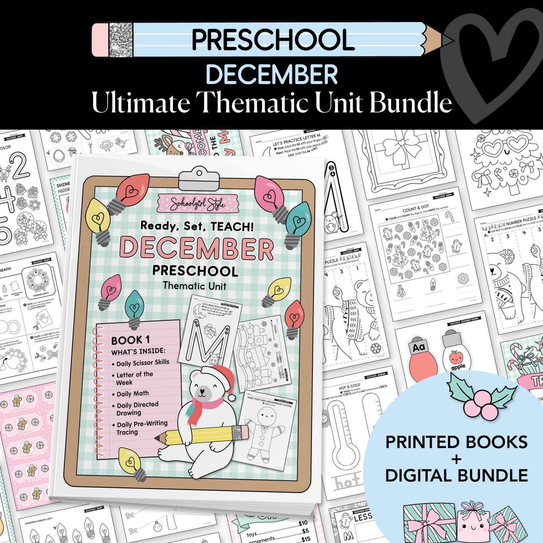 Ultimate Preschool December Thematic Unit Bundle – Schoolgirl Style