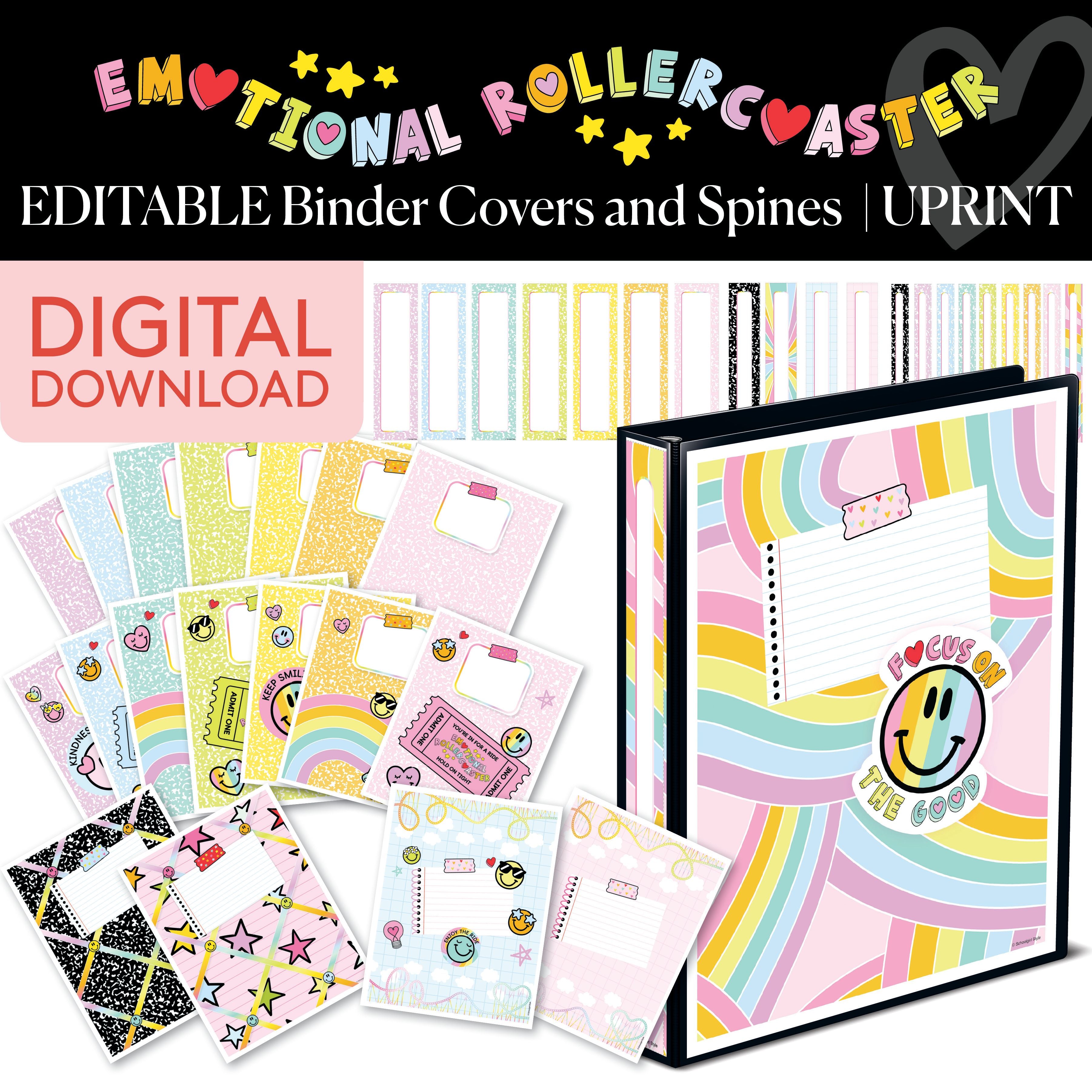 Printable Rainbow Pastel Binder Covers and Spines | Emotional Rollerco ...