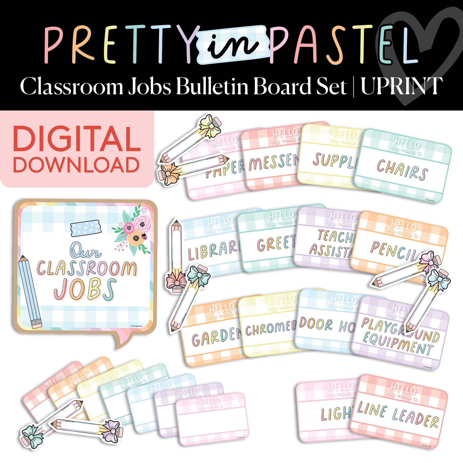 Printable Pastel Classroom Jobs Bulletin Board Set | Pretty in Pastel ...