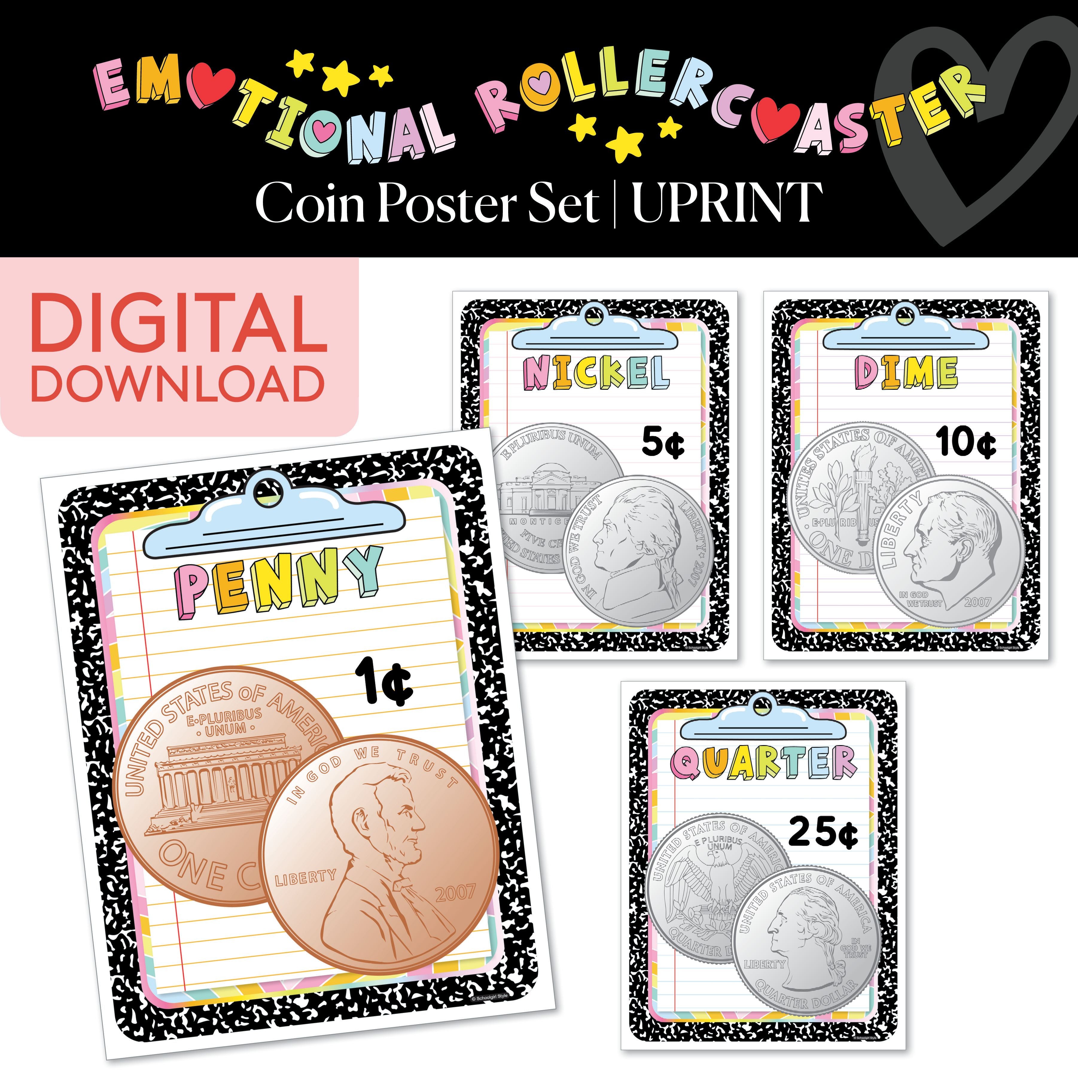 Printable Rainbow Pastel Coin Poster Set | Emotional Rollercoaster ...