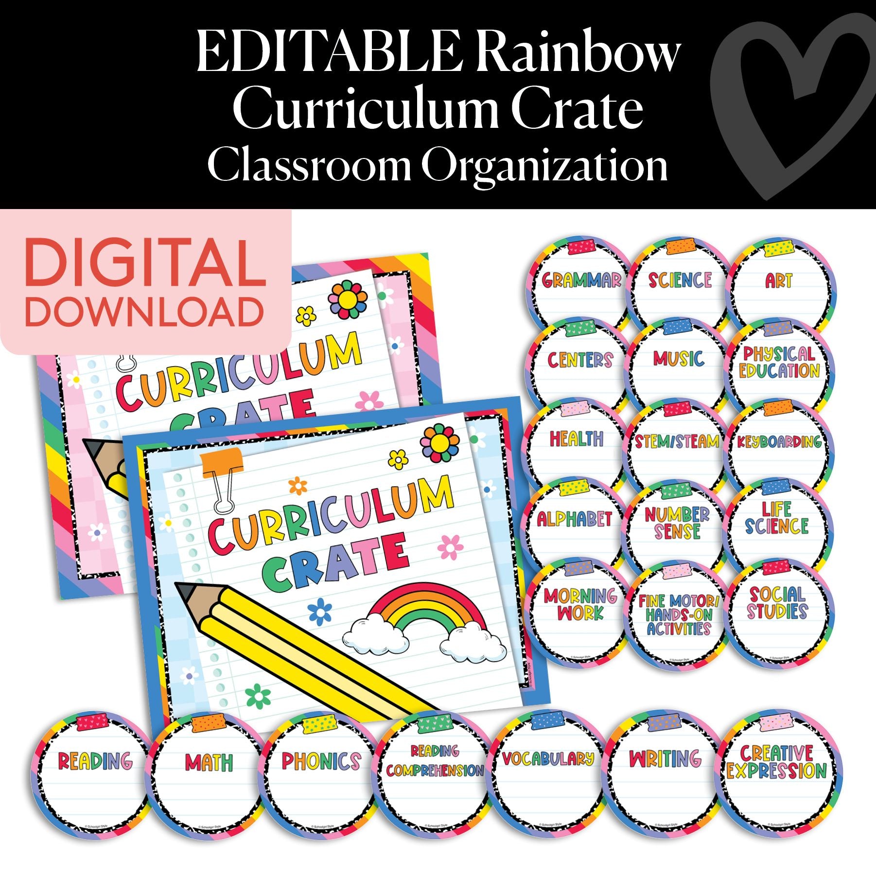 Printable Rainbow Curriculum Crate – Schoolgirl Style