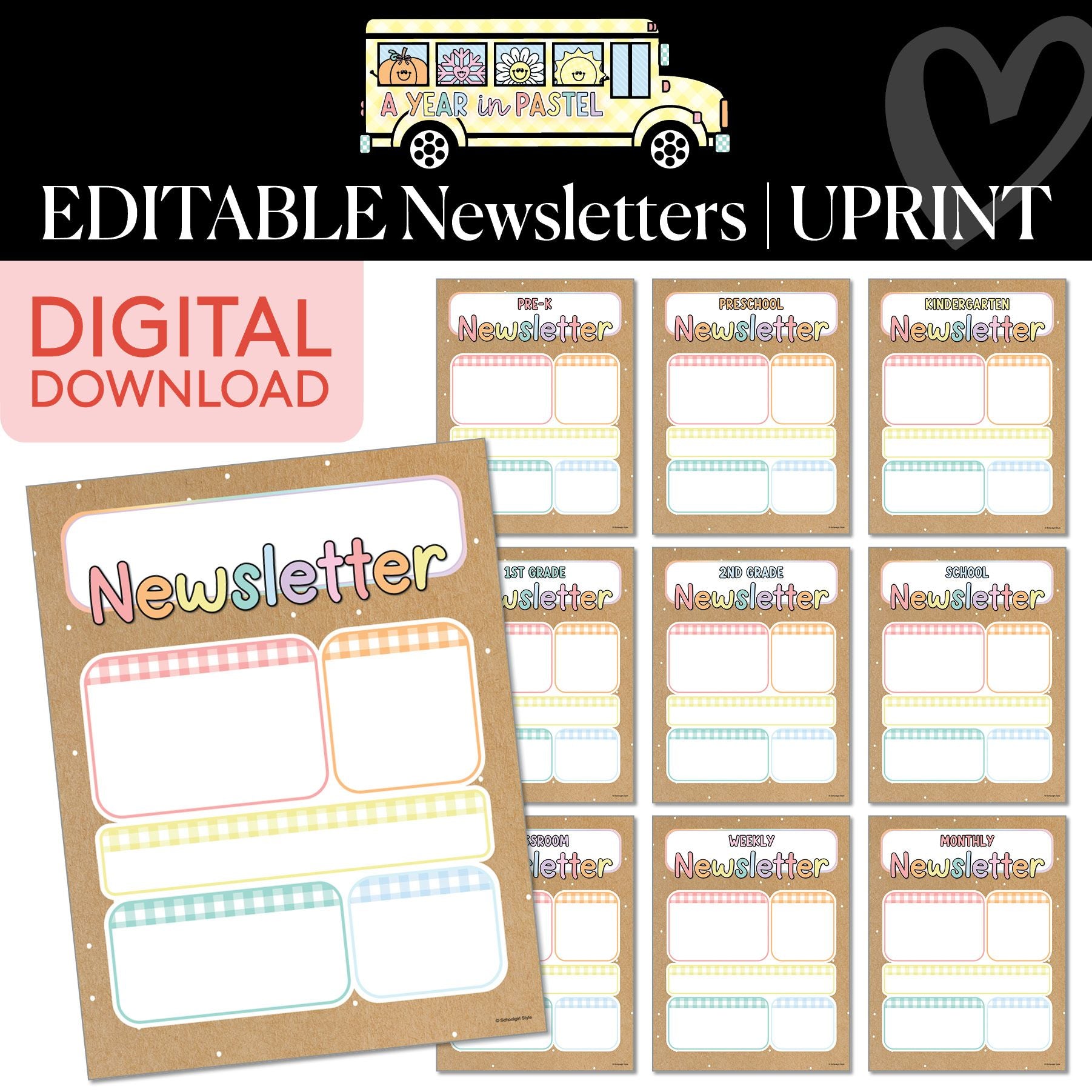Printable Editable Newsletters | A Year In Pastel – Schoolgirl Style