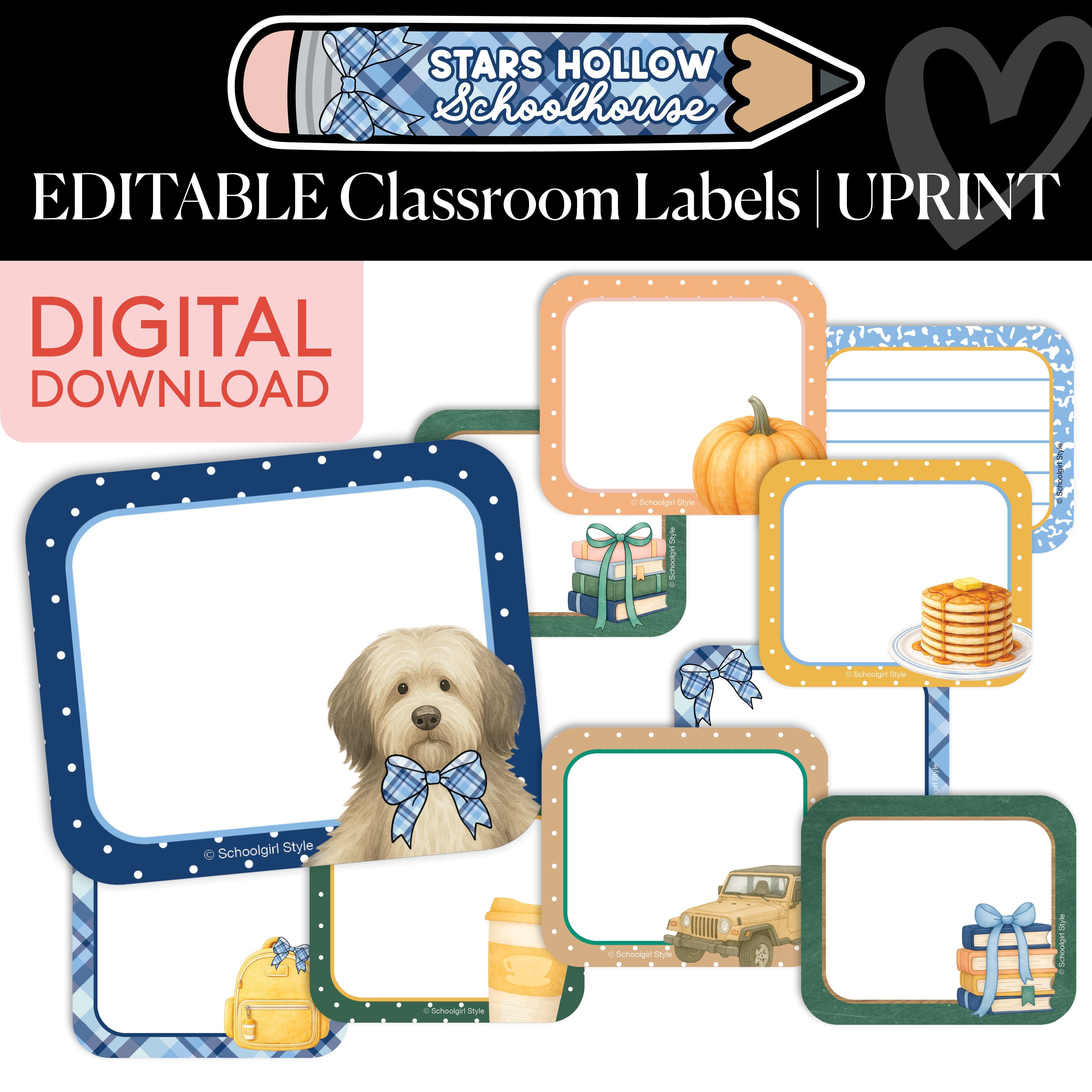 Printable Cozy Editable Classroom Labels | Stars Hollow Schoolhouse ...