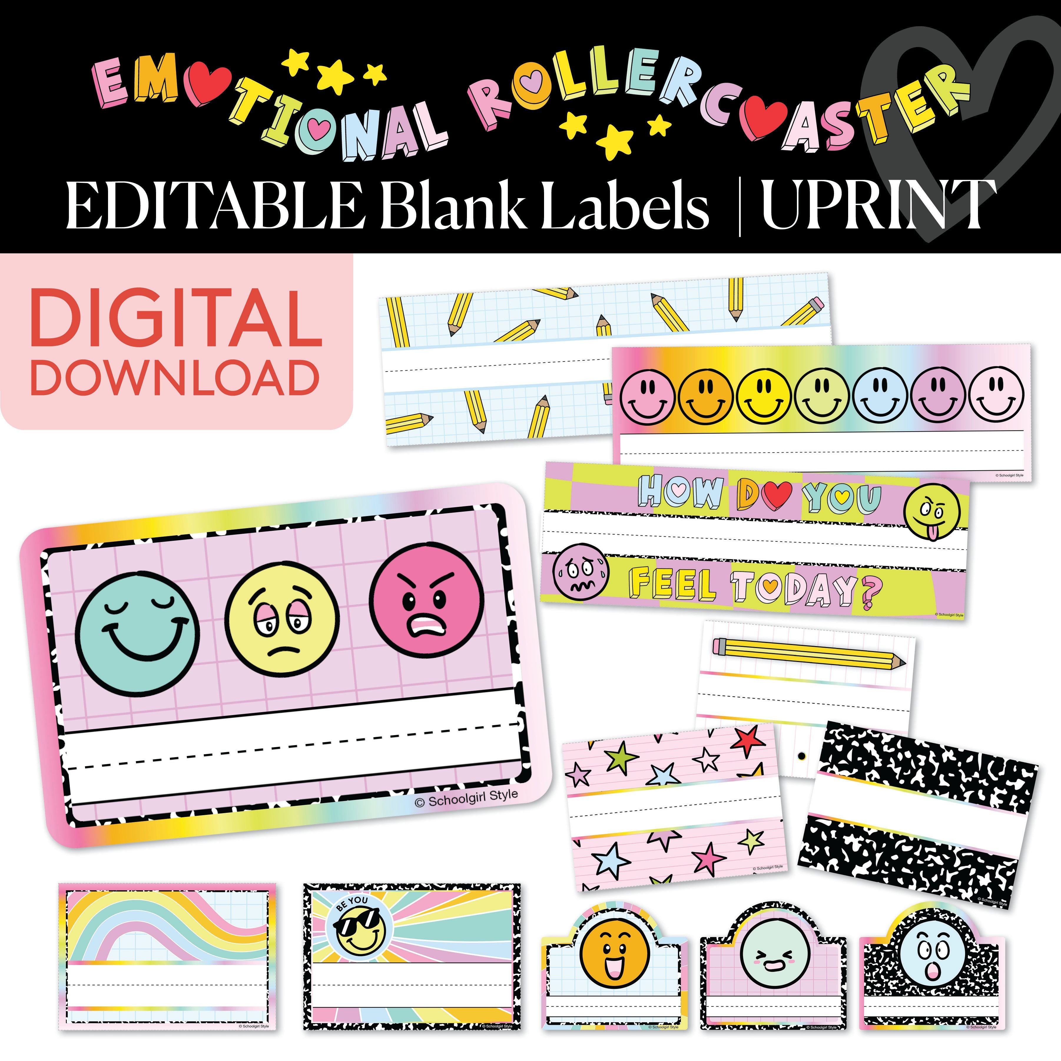 Printable Rainbow Pastel Editable Blank Labels | Emotional Rollercoast ...