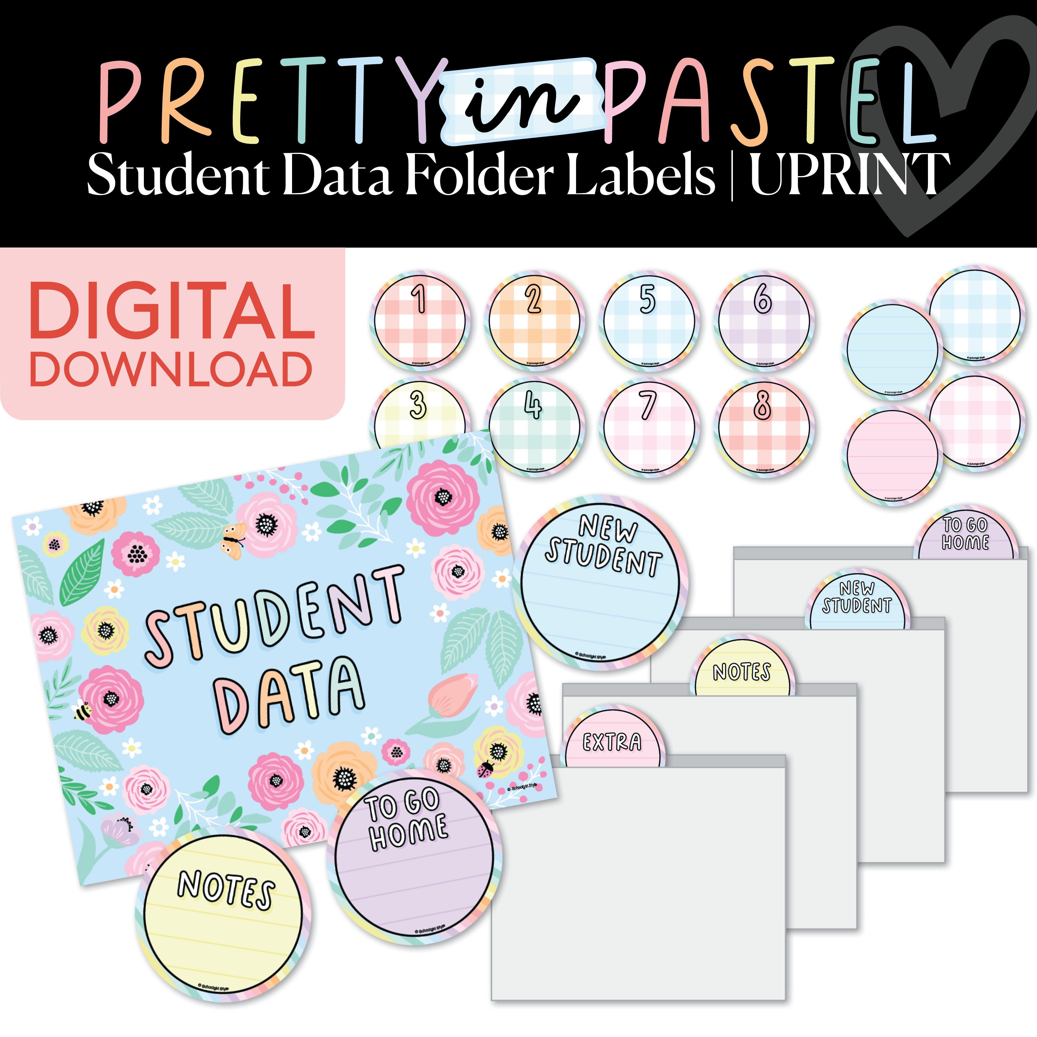 Printable Pastel Student Data Folder Labels | Pretty in Pastel ...