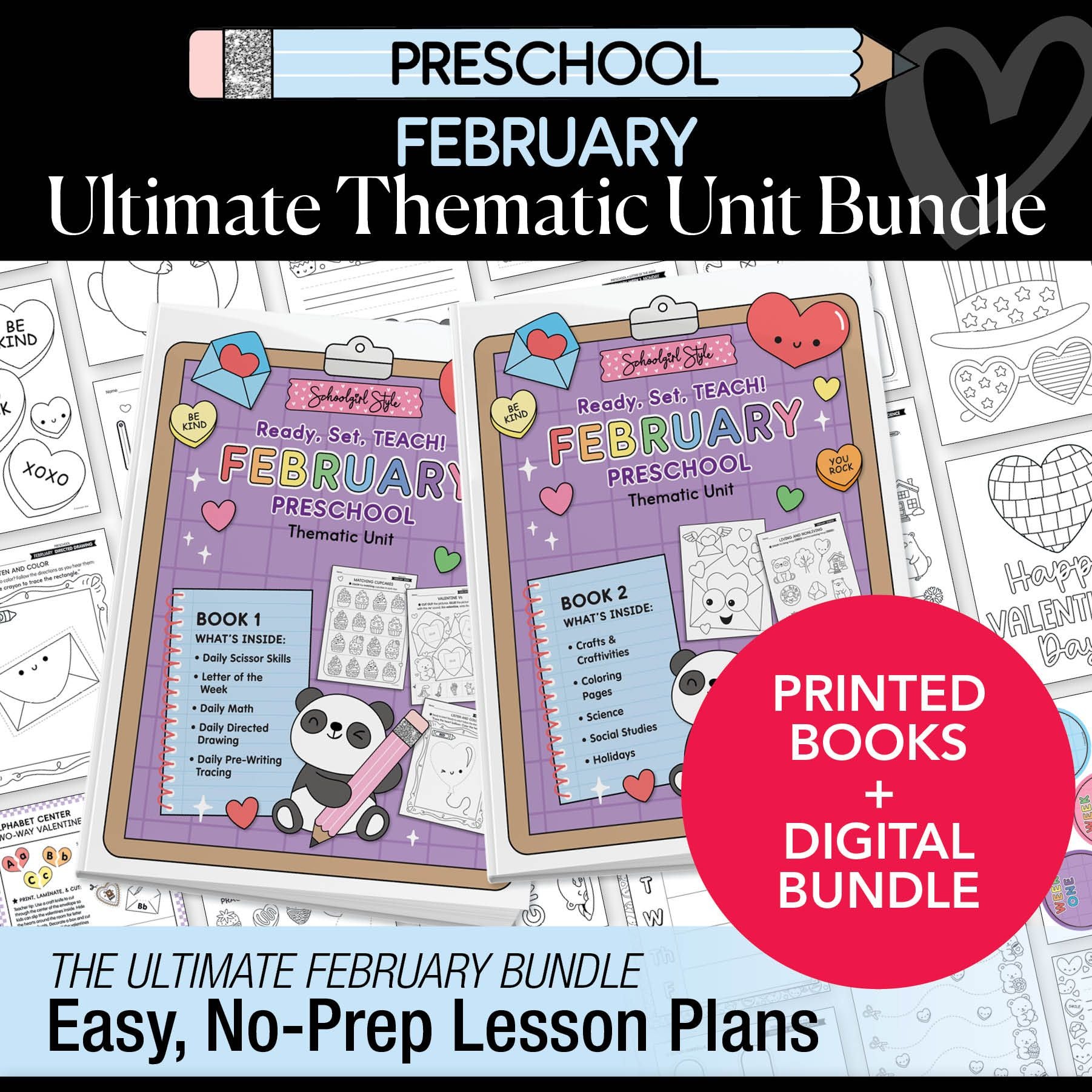 Ultimate Preschool February Thematic Unit Bundle – Schoolgirl Style