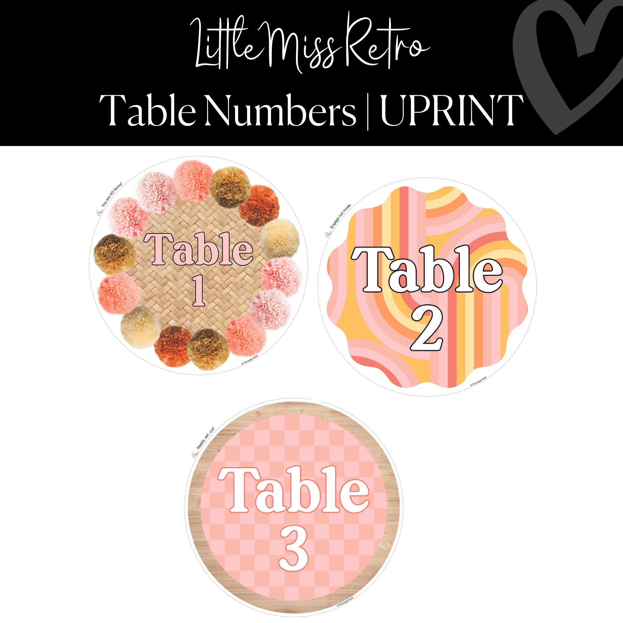 Table Numbers | Retro Classroom Decor | Schoolgirl Style